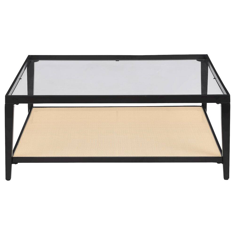 Coaster Co. of America Amherst Glass Top Metal with Cane Shelf Coffee ...