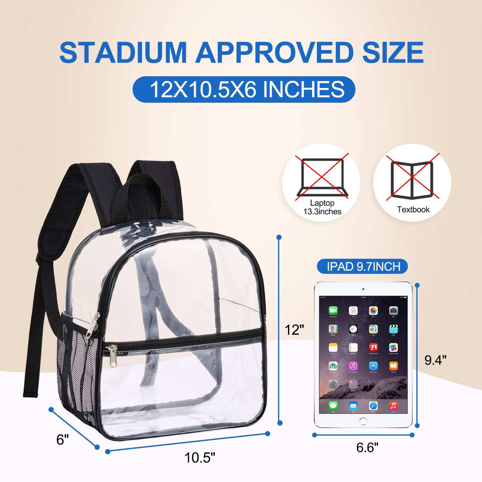 Stamp n Camp Clear Backpack For Stadium Approved 12*6*12 Water Proof ...