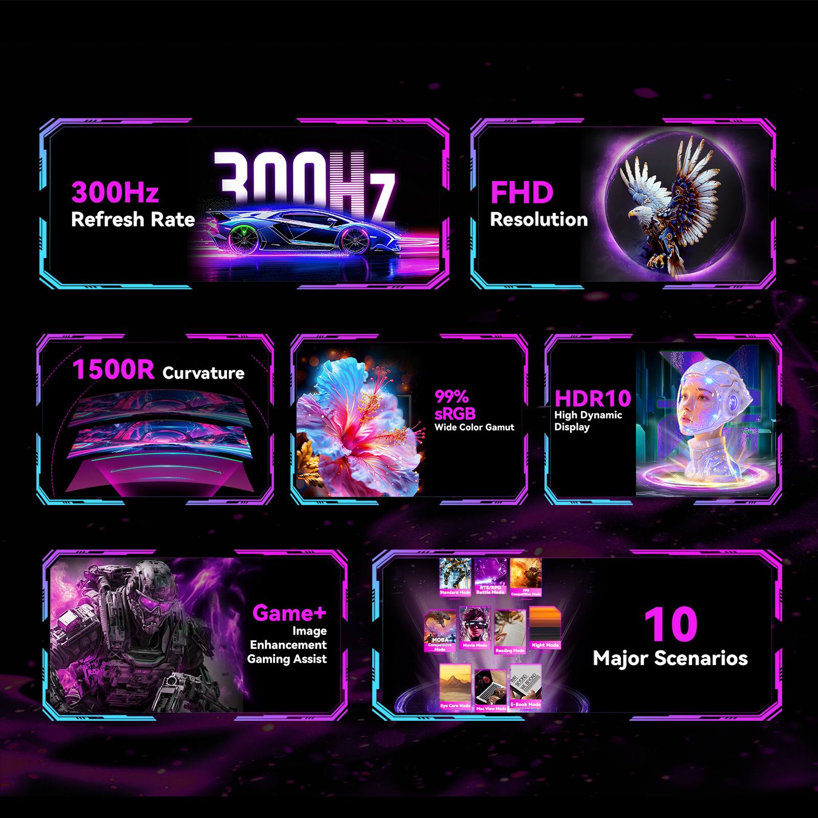 Titan army C27A1H 27 Inch Curved Gaming Monitor, 300Hz FHD 1080p, VA ...