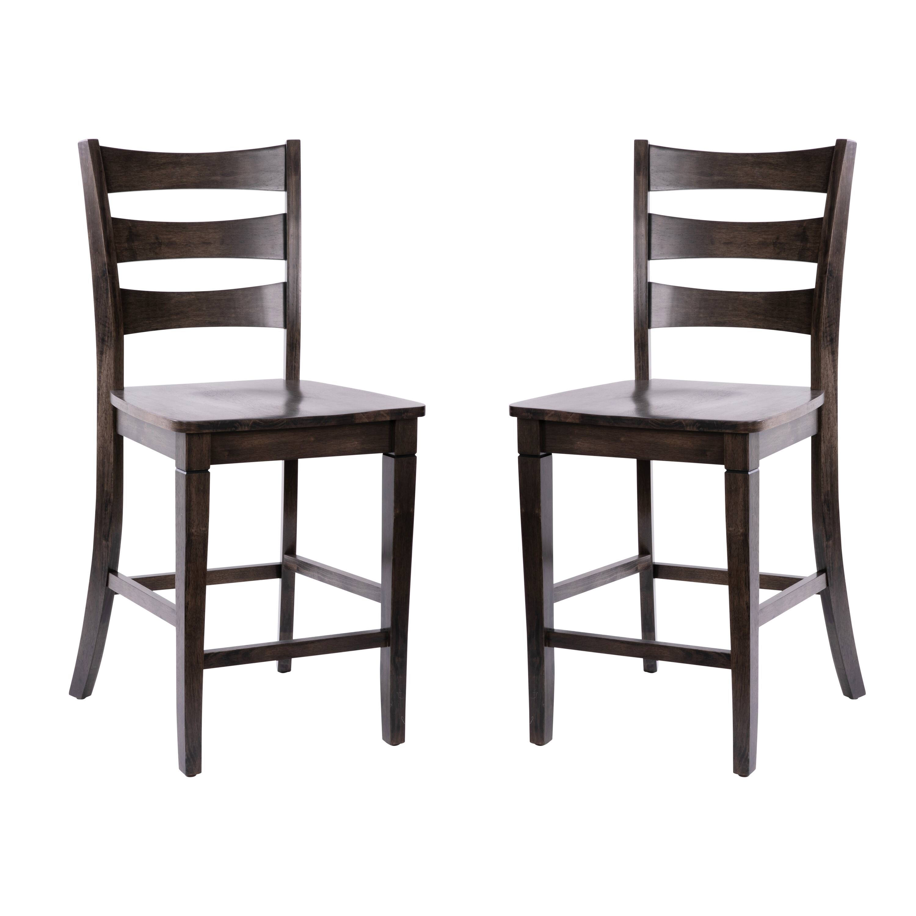 Emma + Oliver Lana Set of 2 Classic Wood Dining Stool with Ladderback ...