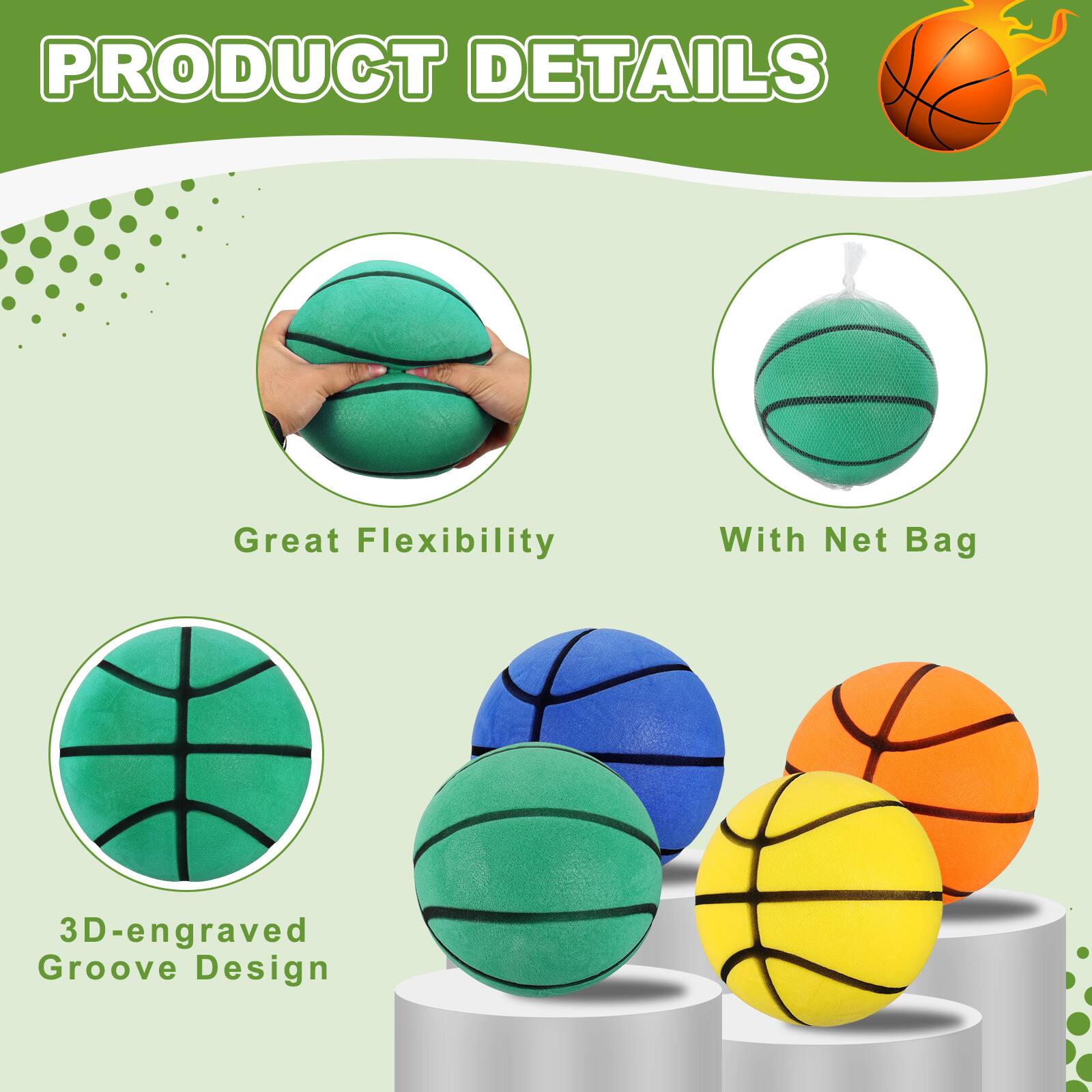 Unique Bargains Silent Basketball Size 5 (8.3") Quiet Basketball High ...