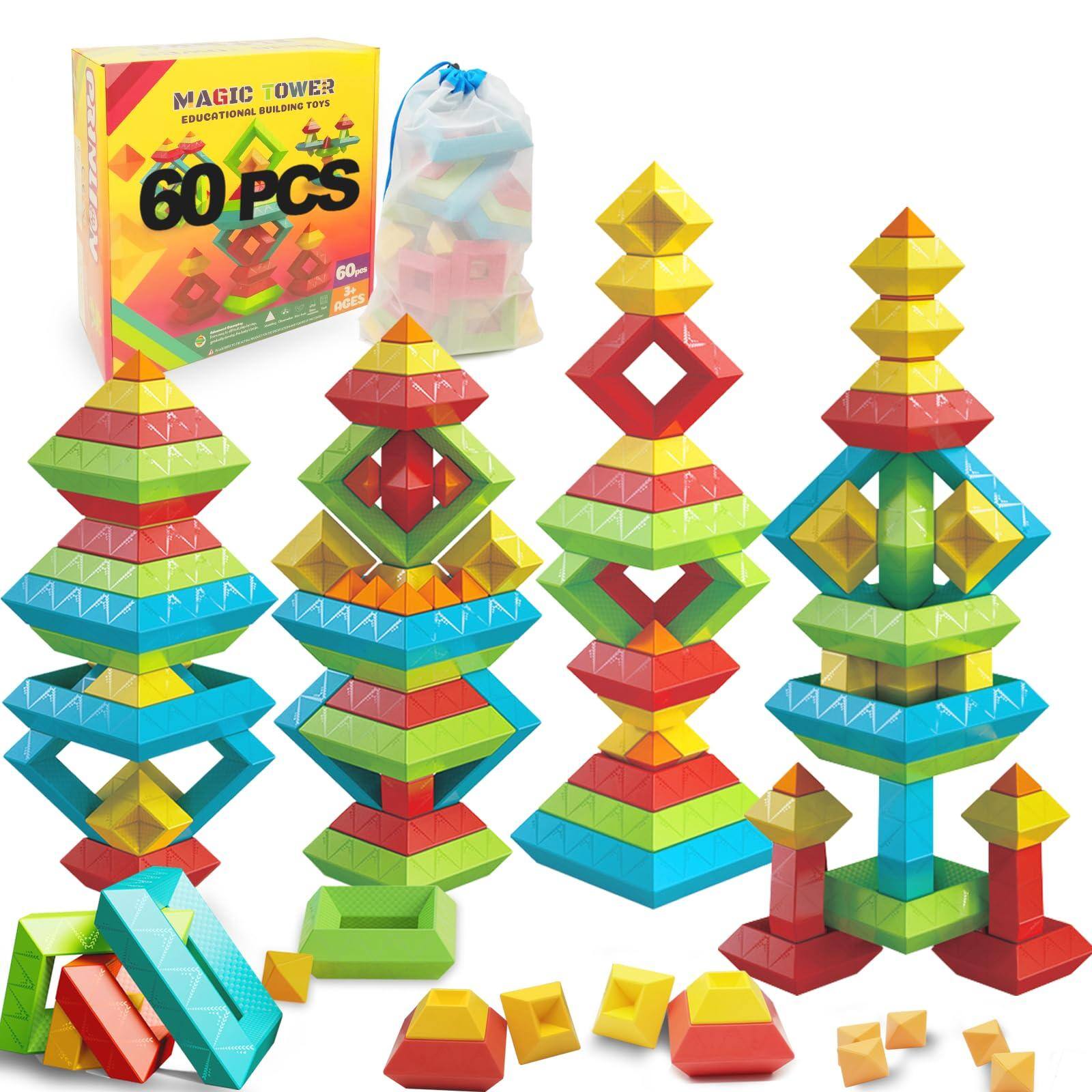 Leash Valley Stacking Toys Building Blocks For 60 Montessori 3 4 5 6 ...