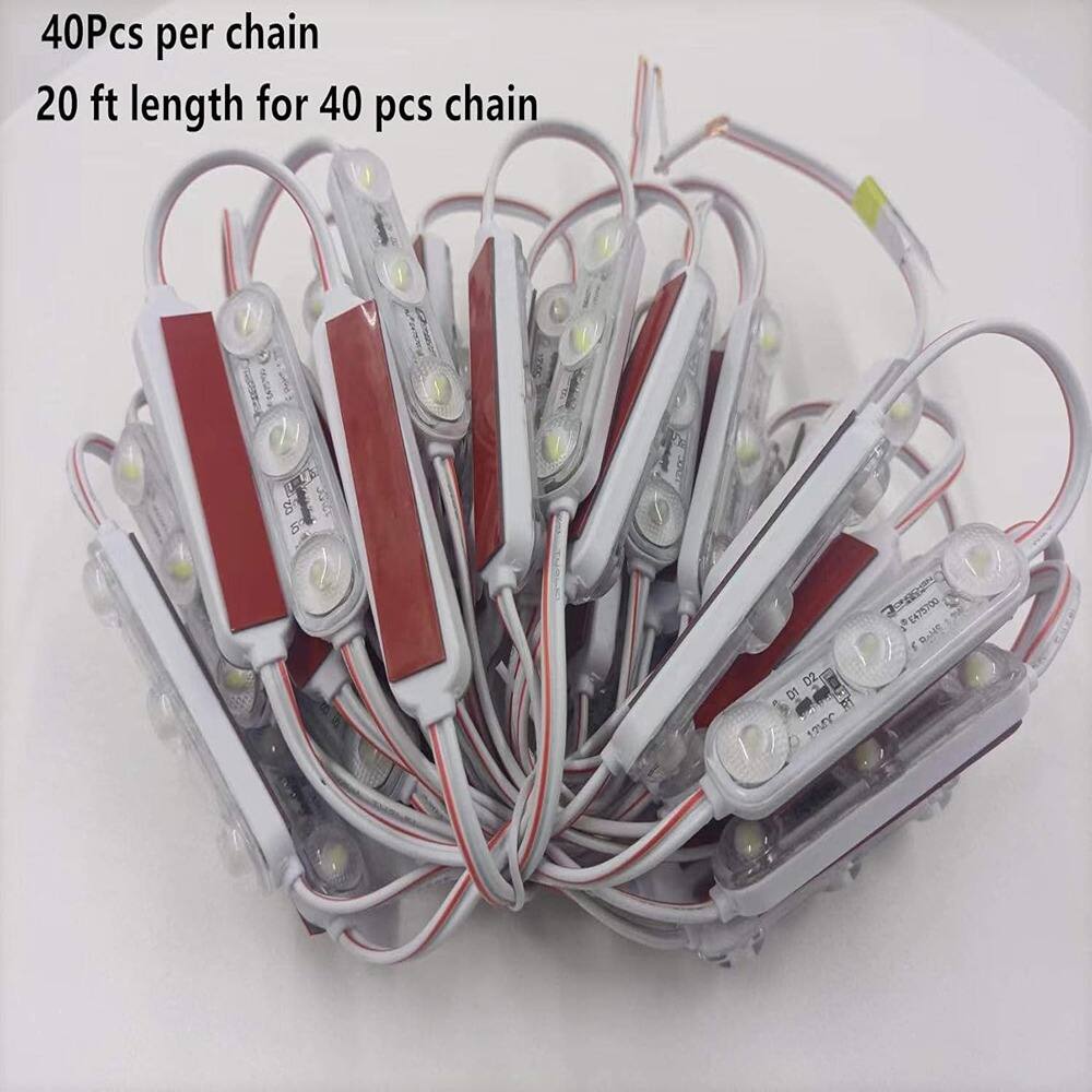 ACJPR 40pcs LED Modules, 20ft, 12V DC, 6500K Day White, Waterproof ...