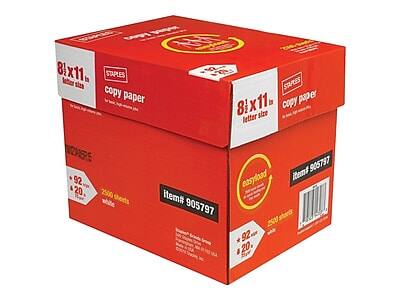 Staples Ream Less Copy Paper, 8.5" x 11", 20 lbs., 2500 Sheets/Carton ...