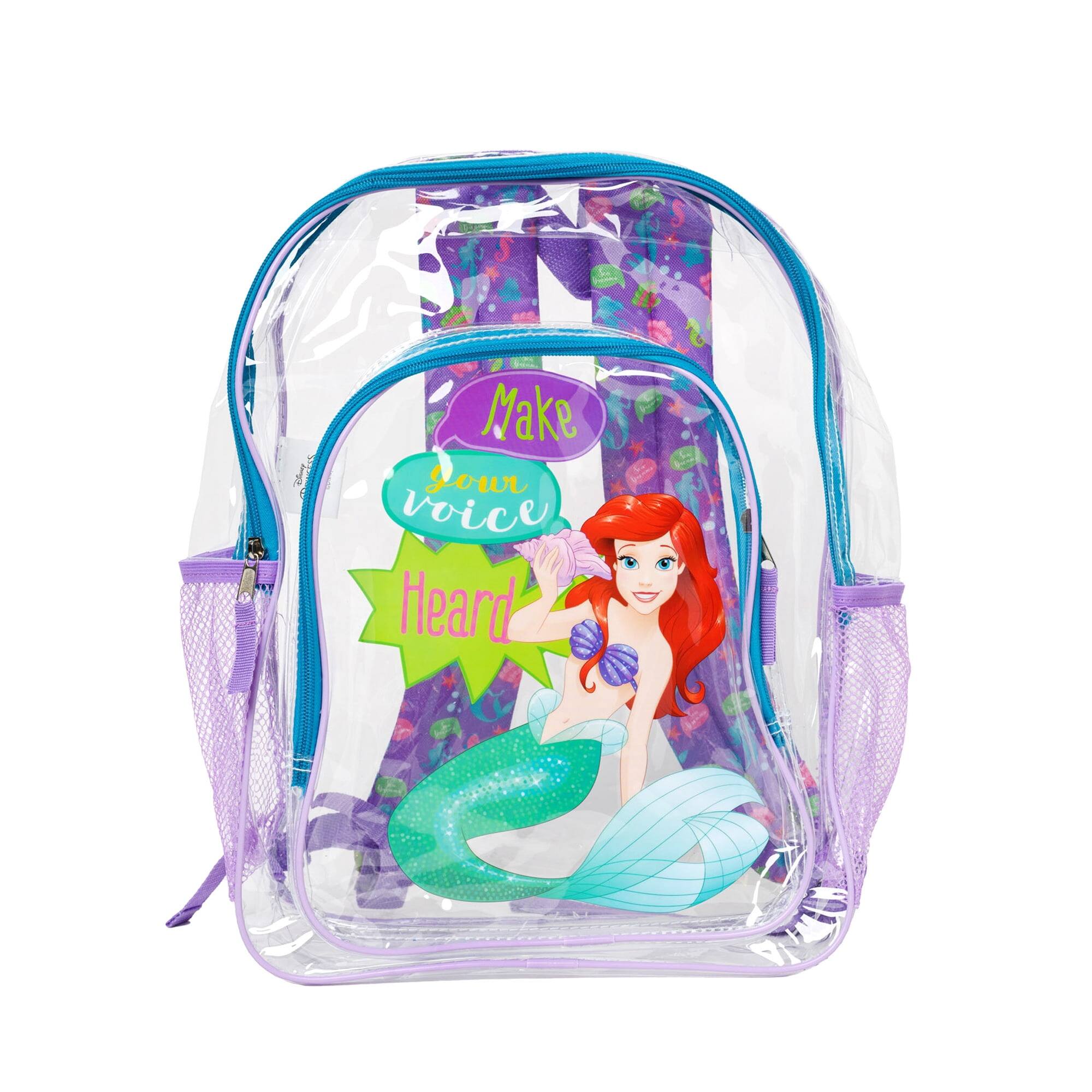 The Little Mermaid Clear Transparent Backpack 16" Disney Ariel Make ...