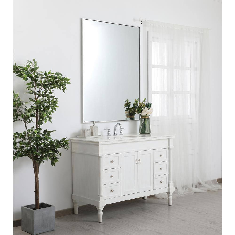 Elegant Decor Metal frame rectangle mirror 36 inch in Silver BG3604899 ...