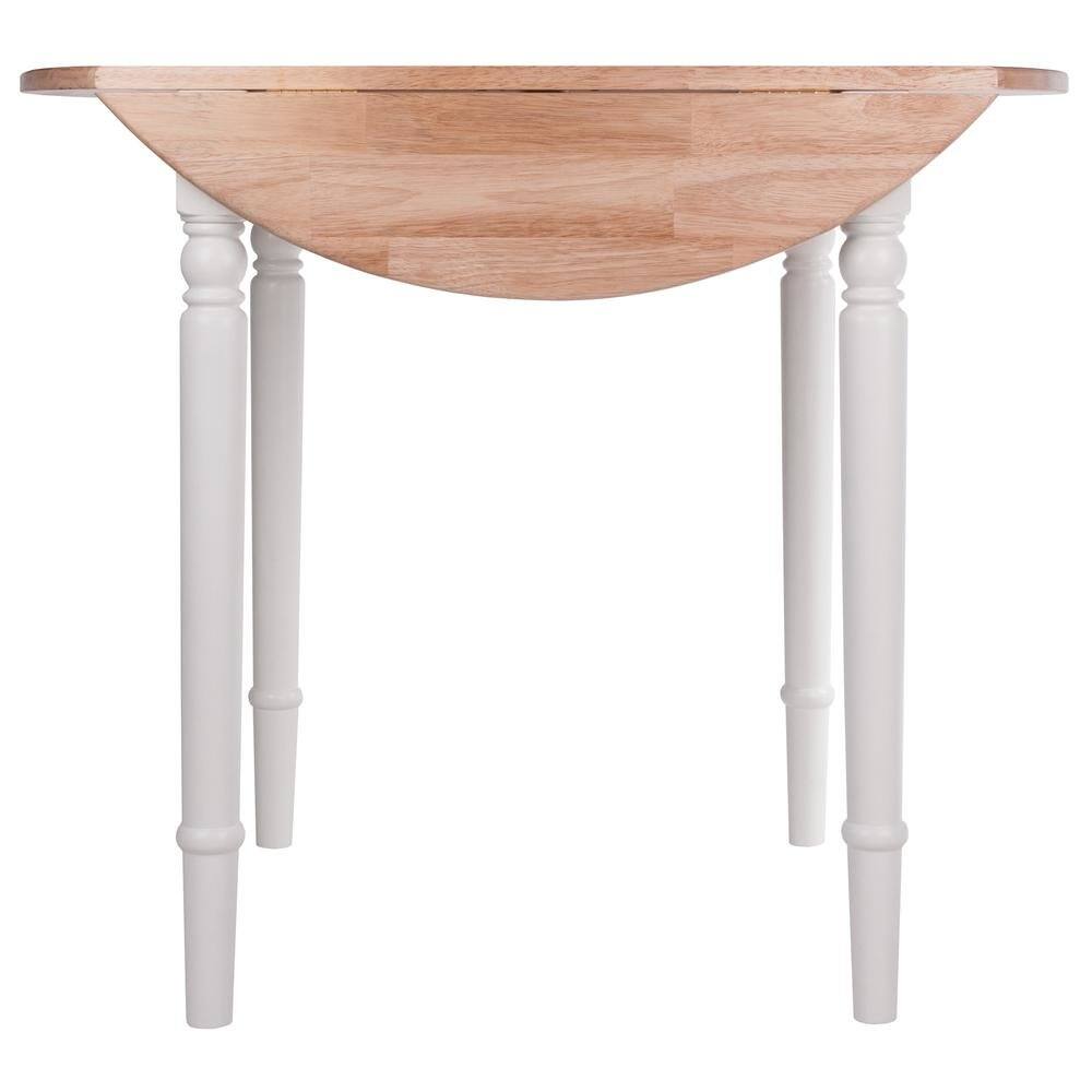 FurniFact Natural White Small Round Drop Leaf Table – Foldable Dining ...