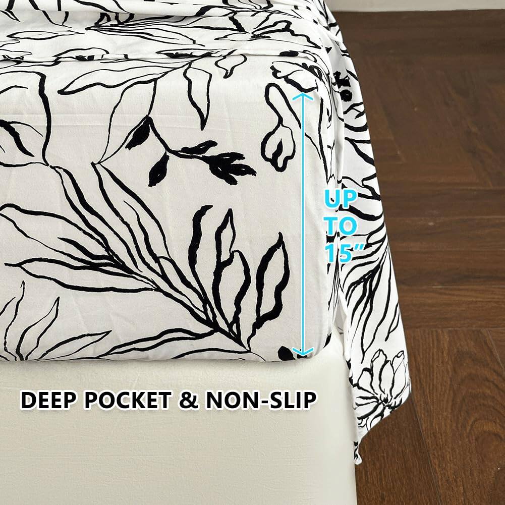 Dapper Styles Boho Floral Sheets 3 pieces And Coquette Cottagecore Leaf Flower Sheet Set Soft ...