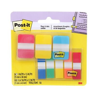Post it Tabs & Flags Combo Pack, 136/Pack (686 COMBO1) Assorted 686 ...