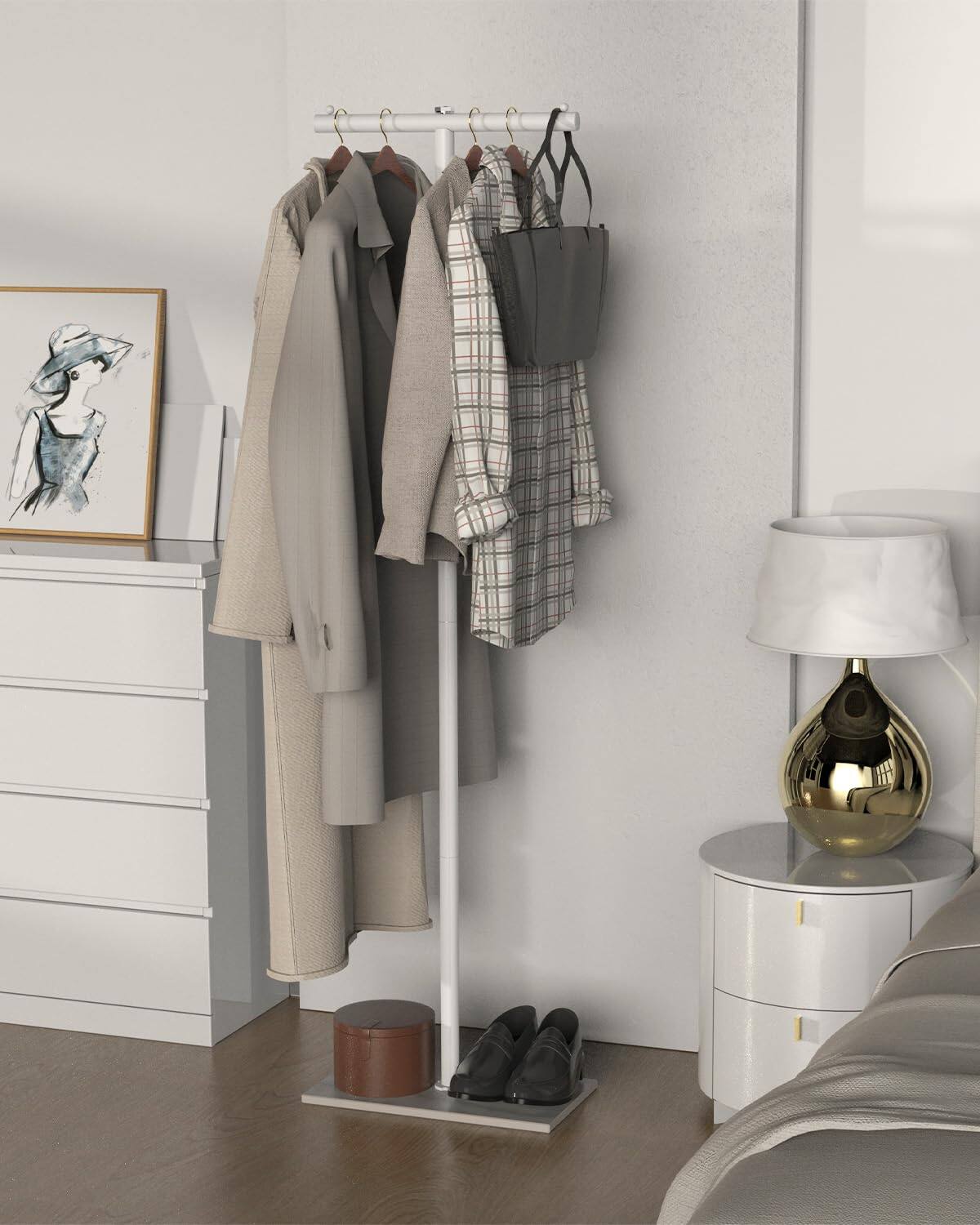 HM 1810 T shaped Coat Rack Freestanding Modern Clothes With Rock Slab ...