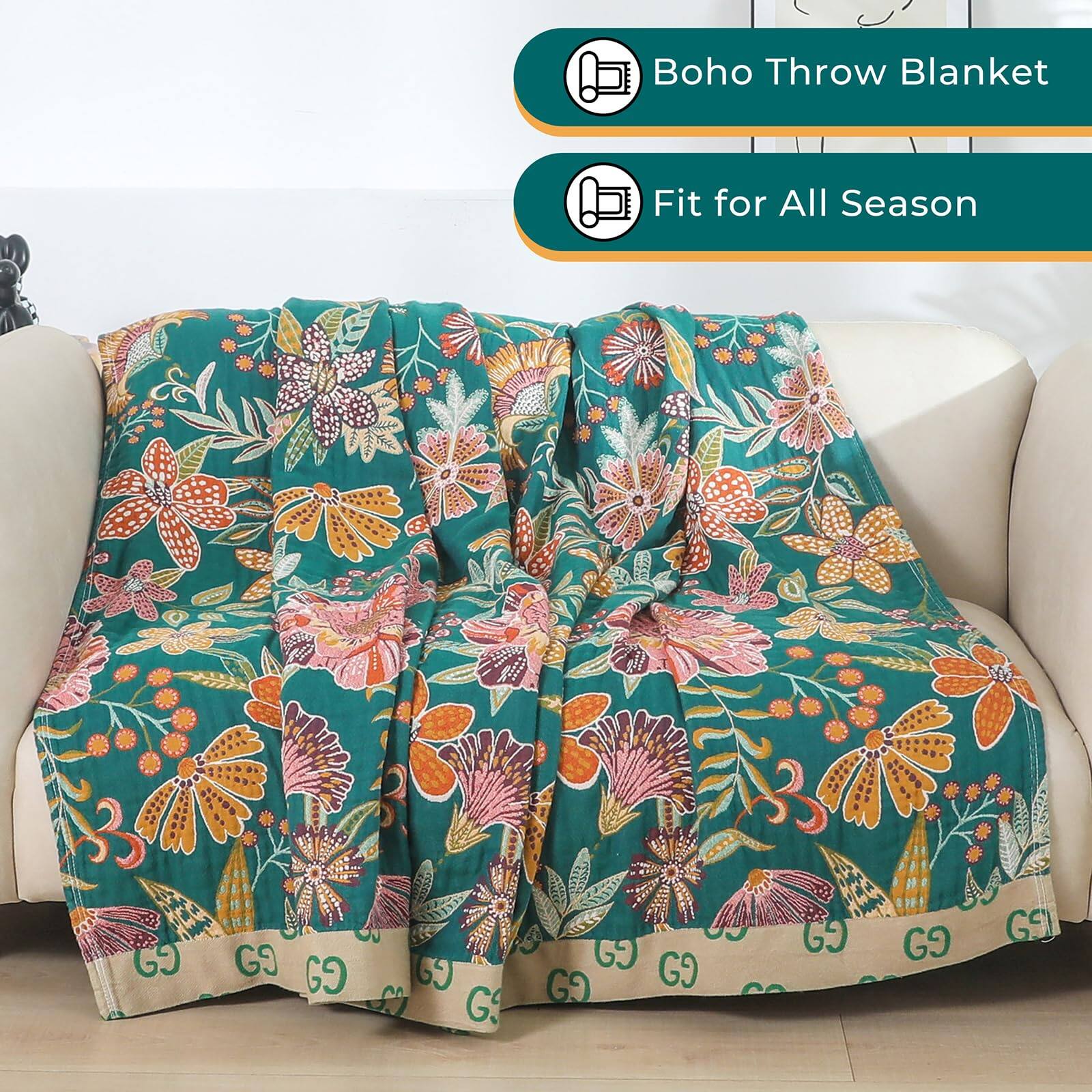 Dapper Styles Boho Throw Blankets Reversible Luxurious Cotton Bed ...