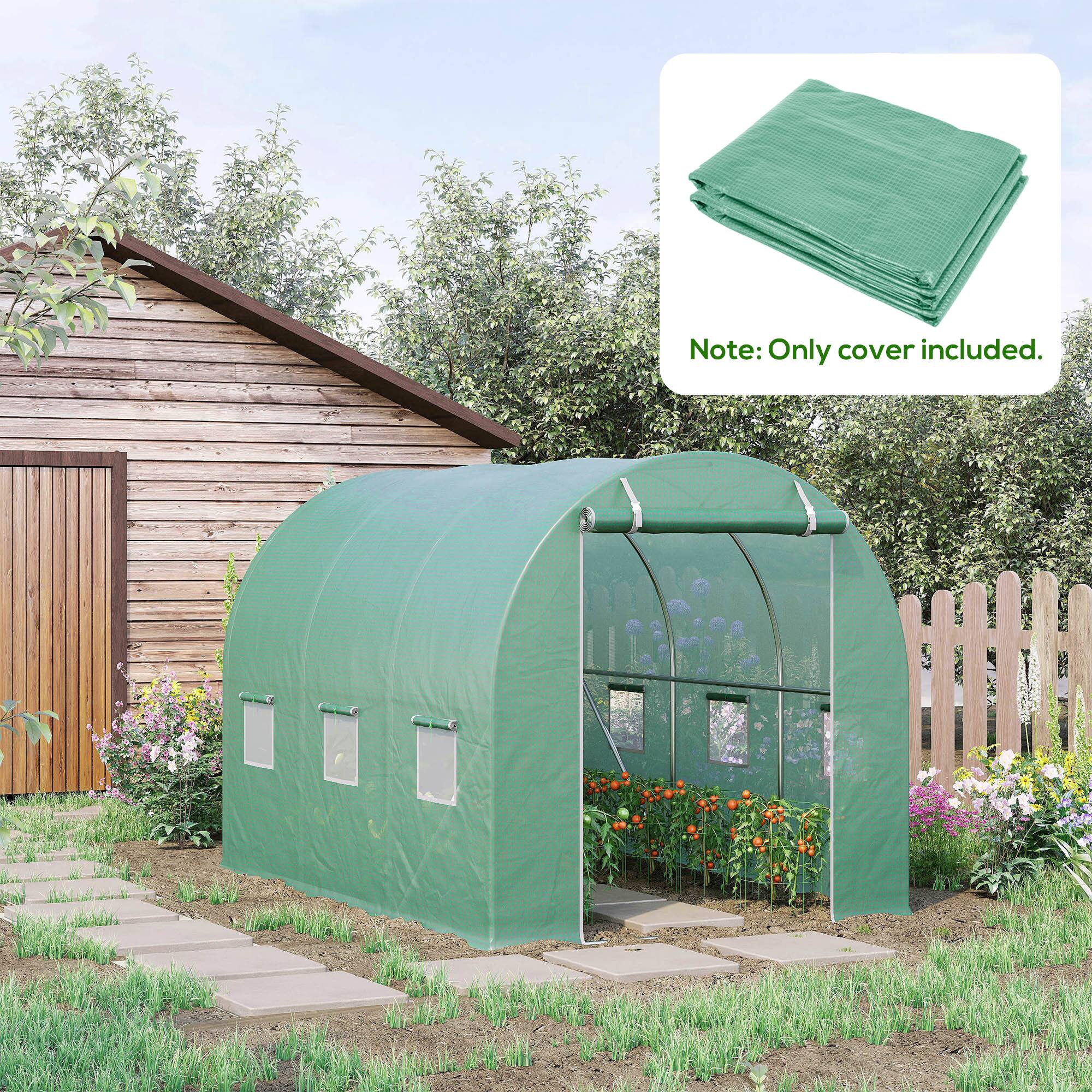 Outsunny 9.8' x 6.6' x 6.6' Plastic Greenhouse Cover Replacement, Heavy ...
