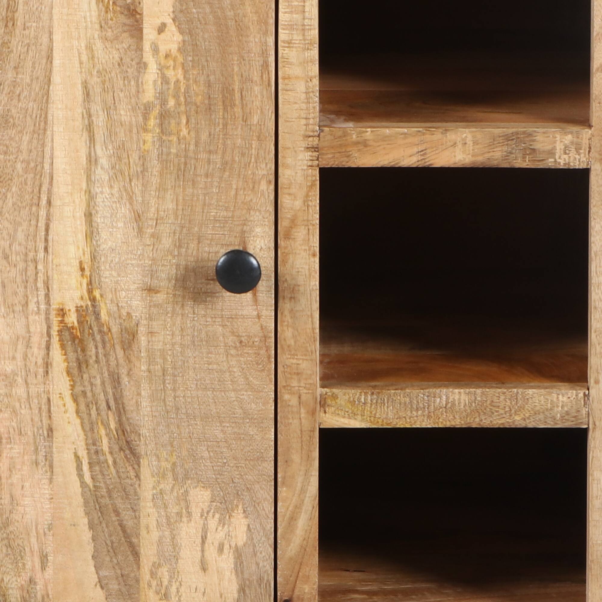 Manhattan Lane 27 Inch Mango Wood Side Table, Open Cubbies, 1 Door ...