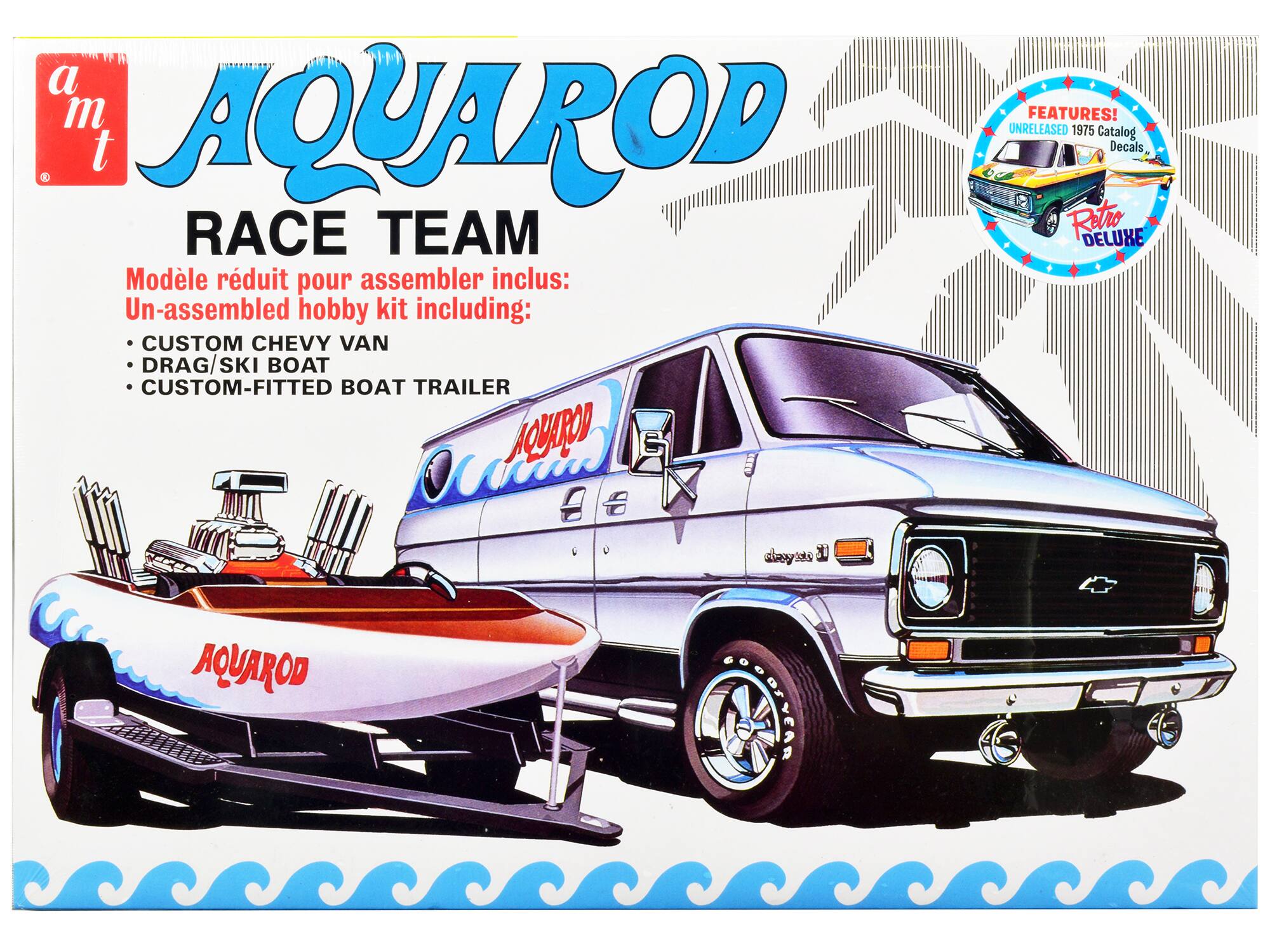 Skill 2 Model Kit Chevrolet Custom Van with Drag/Ski Boat and Trailer ...