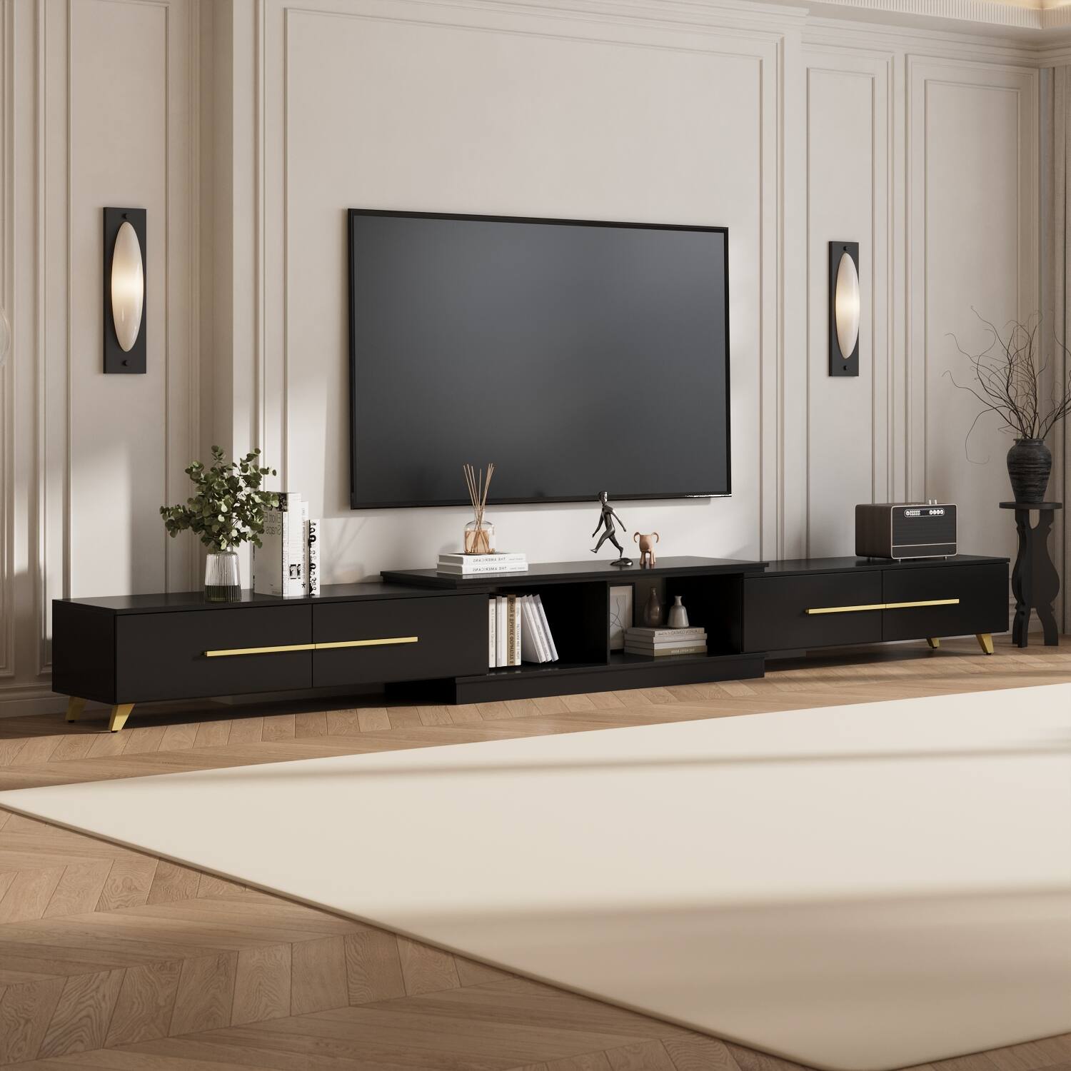 FUFU&GAGA Convertible TV Console 60" TV Fit, Modular Setup, Version ...