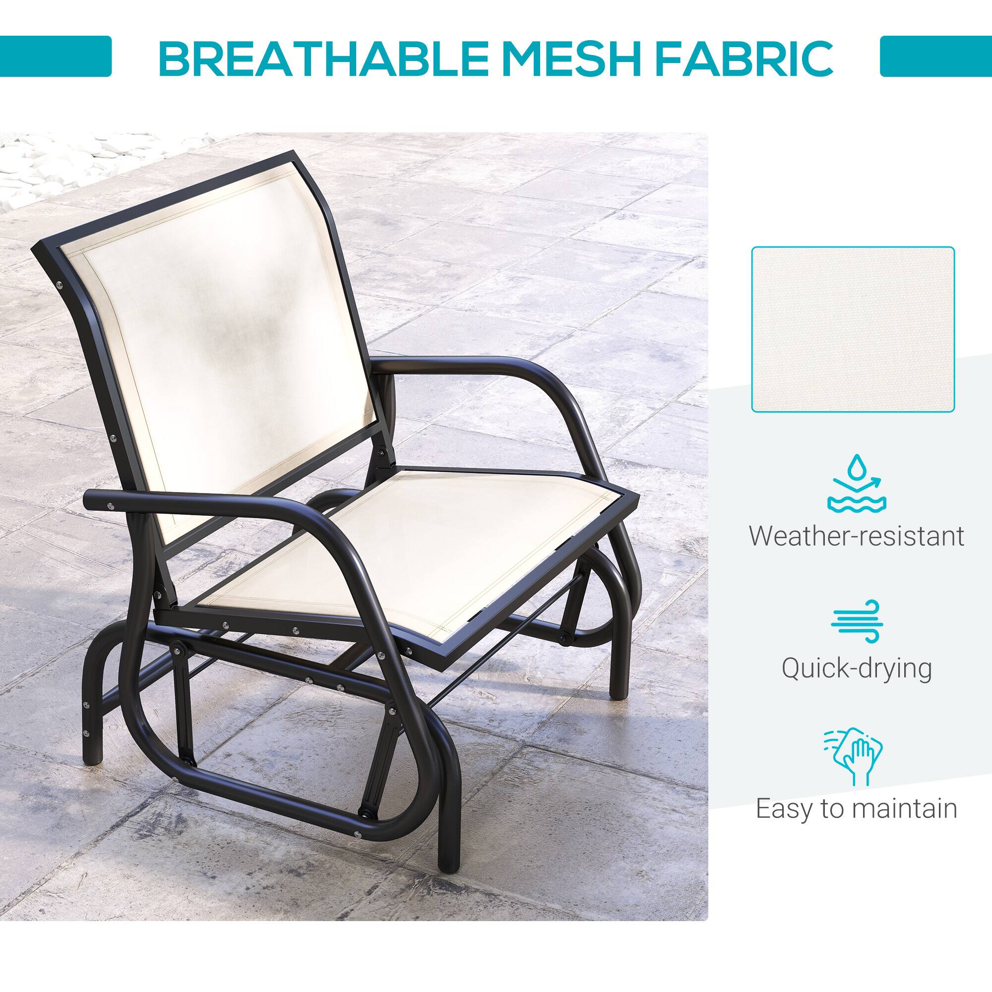 Outsunny Porch Glider, Metal Frame Swing Glider Chair with Breathable ...