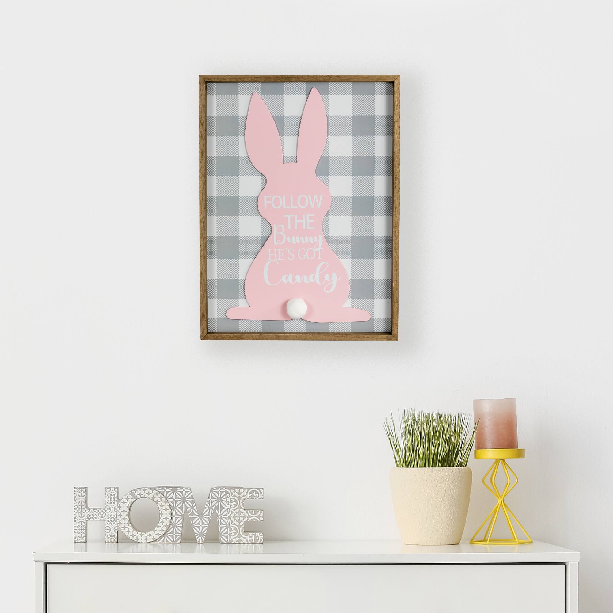 Northlight 15.75" Framed "Follow the Bunny He's Got Candy" Easter Wall ...