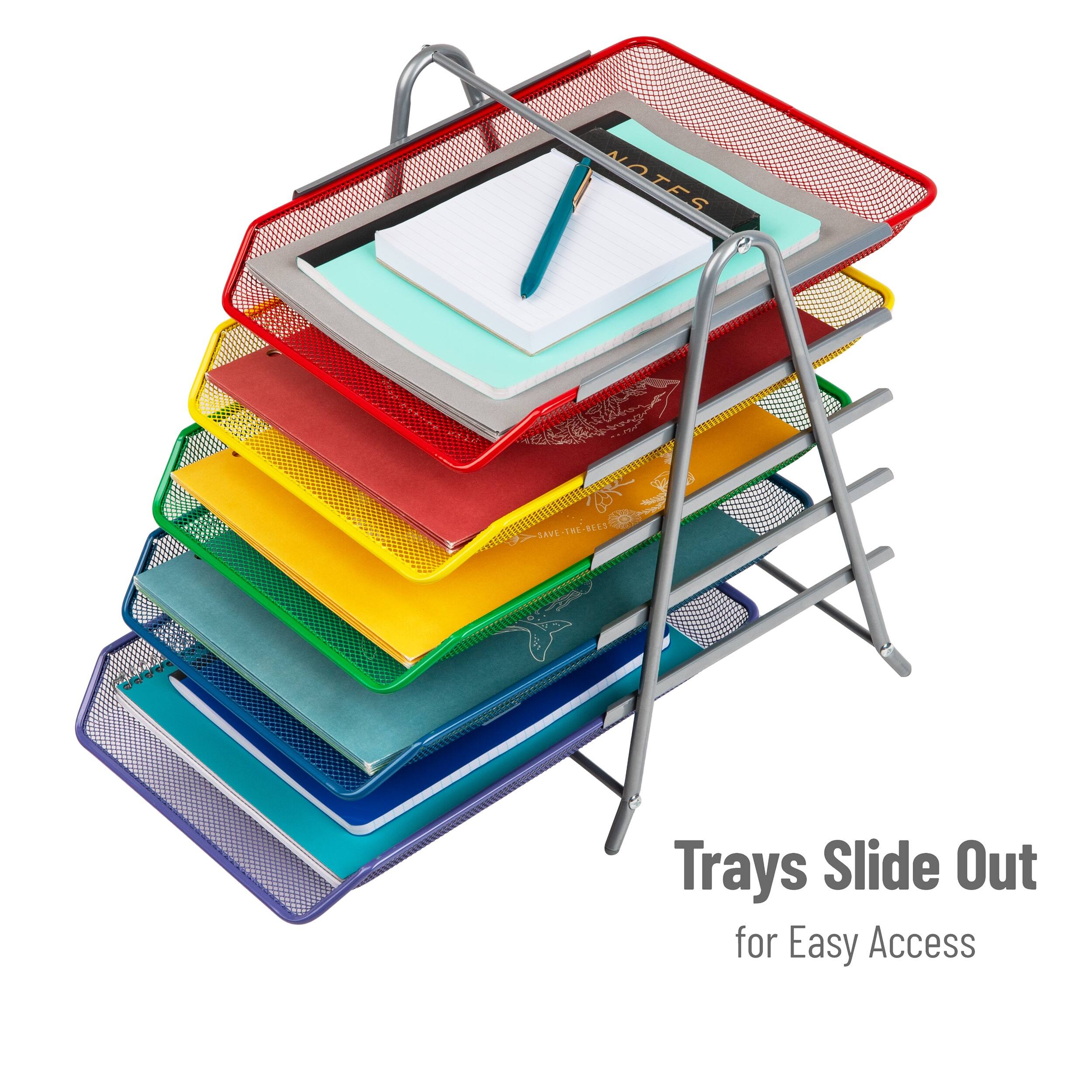 Mind Reader 5 Tier Paper Tray Organizer with Multicolor Trays ...