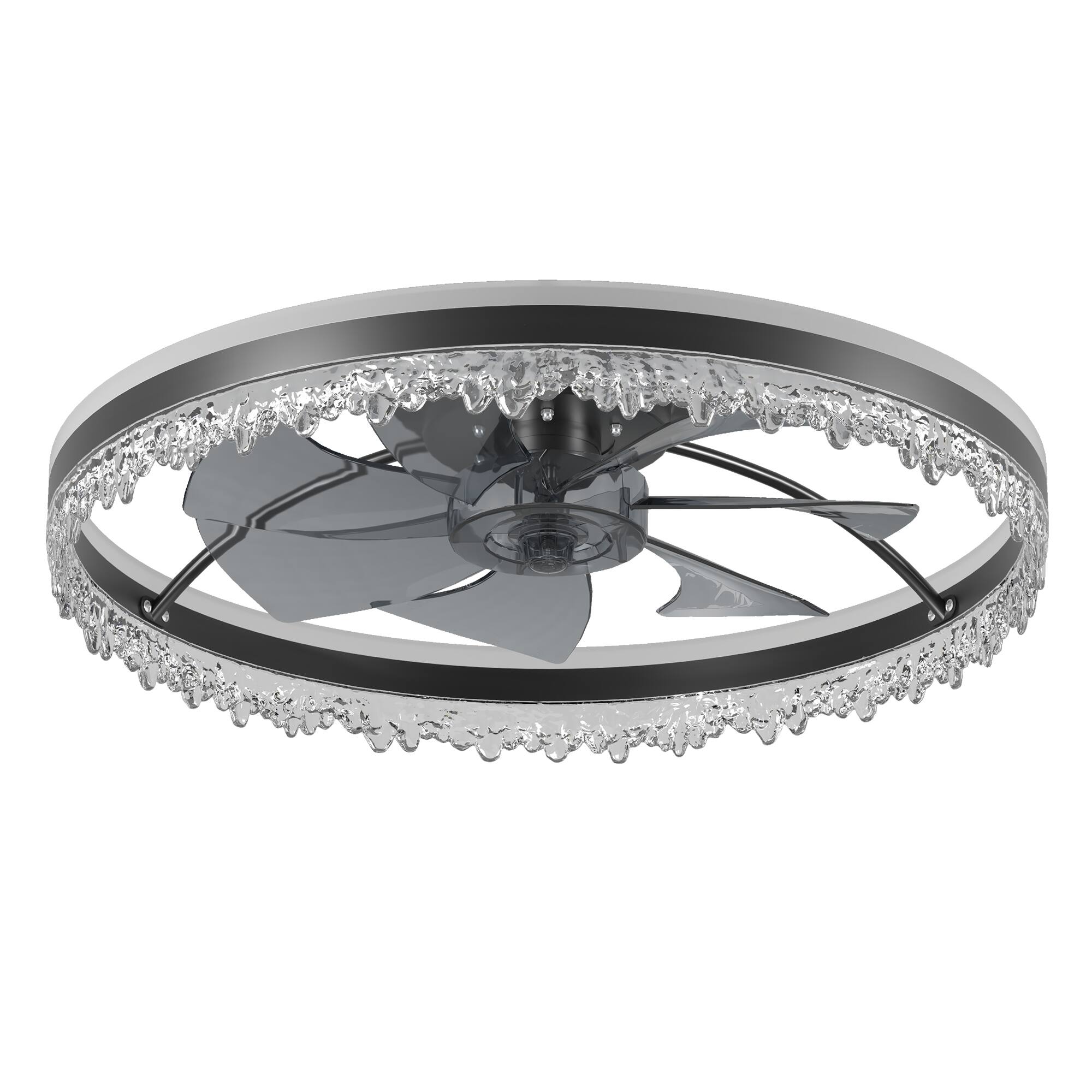 APRILSOUL Modern LED Ceiling Fan 24 inch Dimmable Crystal Blades Remote ...