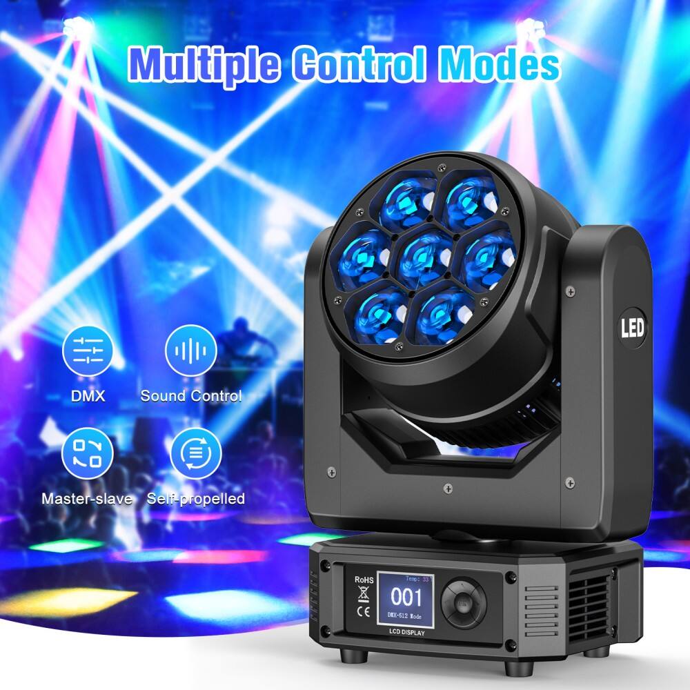 UKing 350W Moving Head Stage Lighting RGBW Wash 7LED DMX Mini Light DJ ...