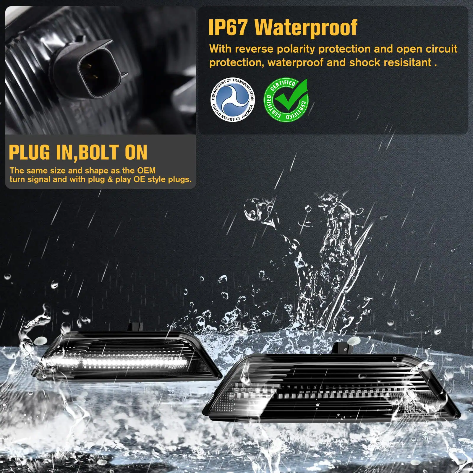 COTTAGE led drl sequential turn signal light assembly ford mustang ...