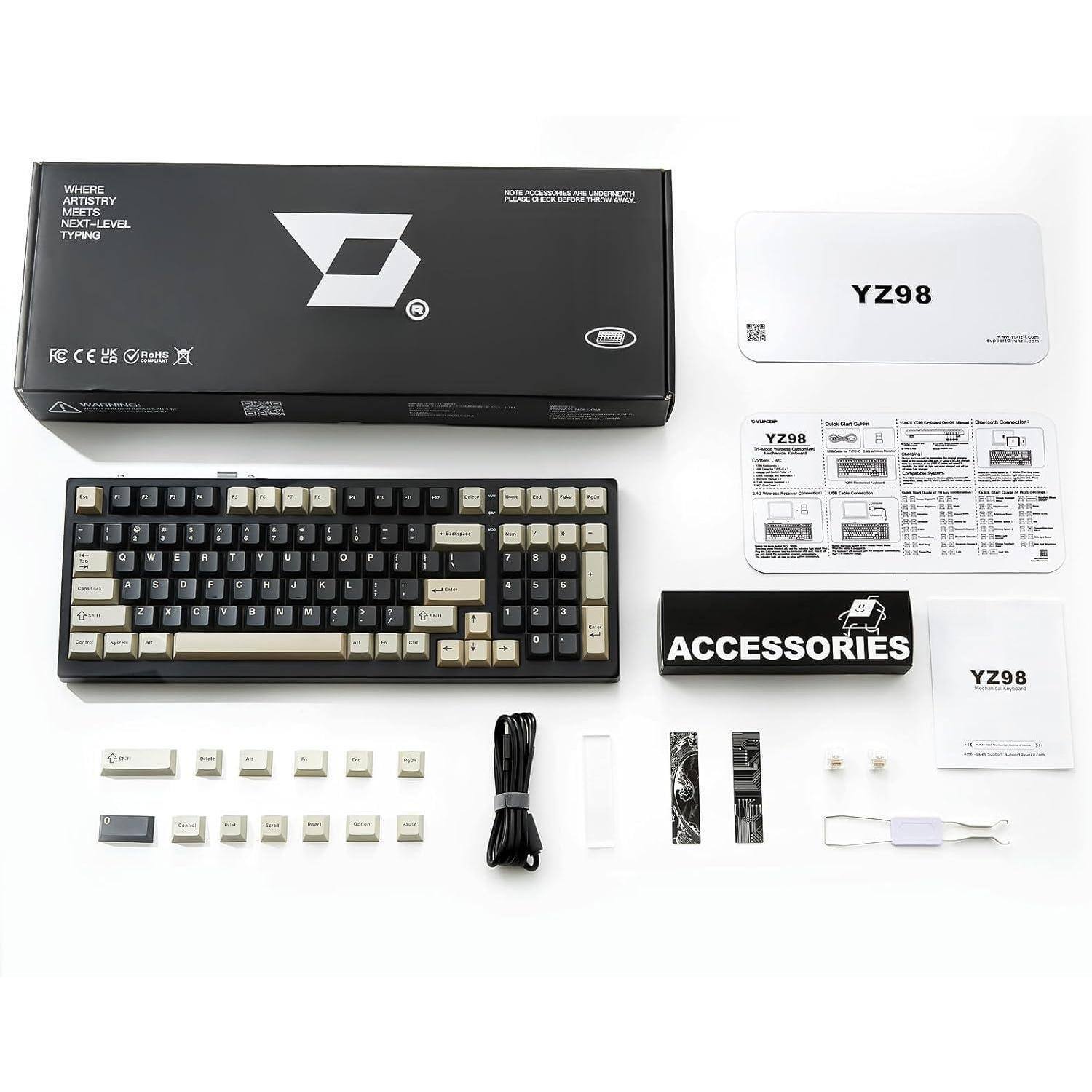 Earthley Blooms YZ98 Gasket Mechanical Hot Swappable BT5.0USB C Wireless NKRO 98 1800 Layout ...