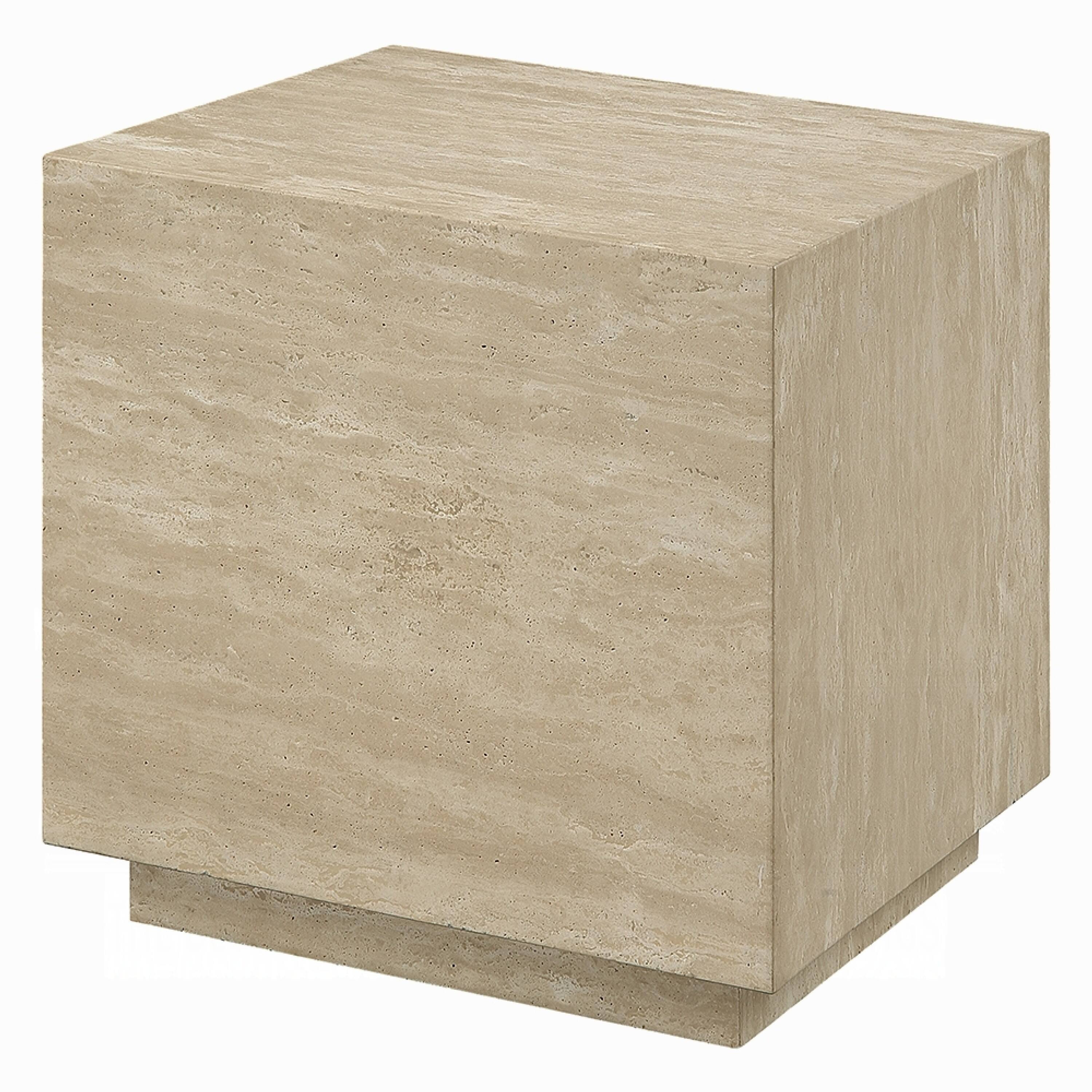 Manhattan Lane Lory Side End Table, 19 Inch Square Travertine Top Beige ...