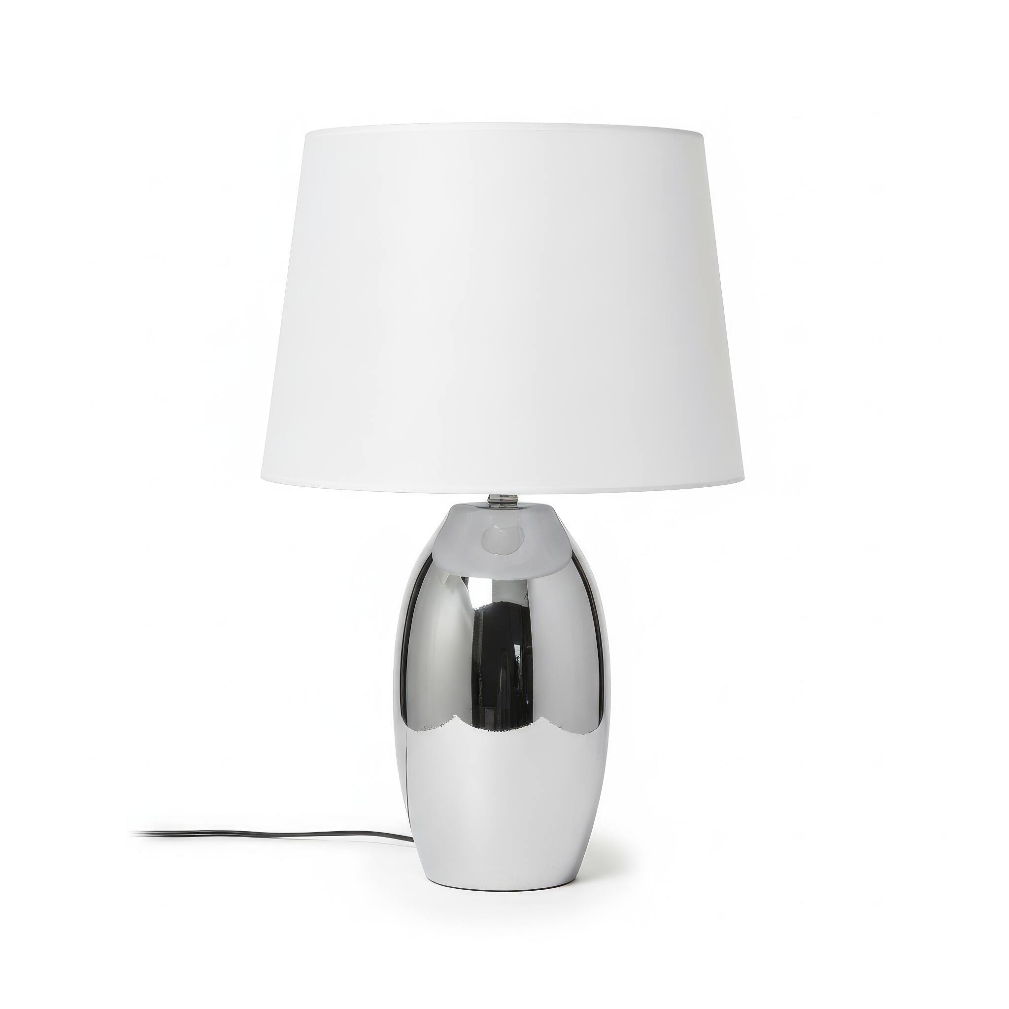 FC Design 23"H Silver Glossy Chrome Vase w/ Soft White Fabric Shade ...