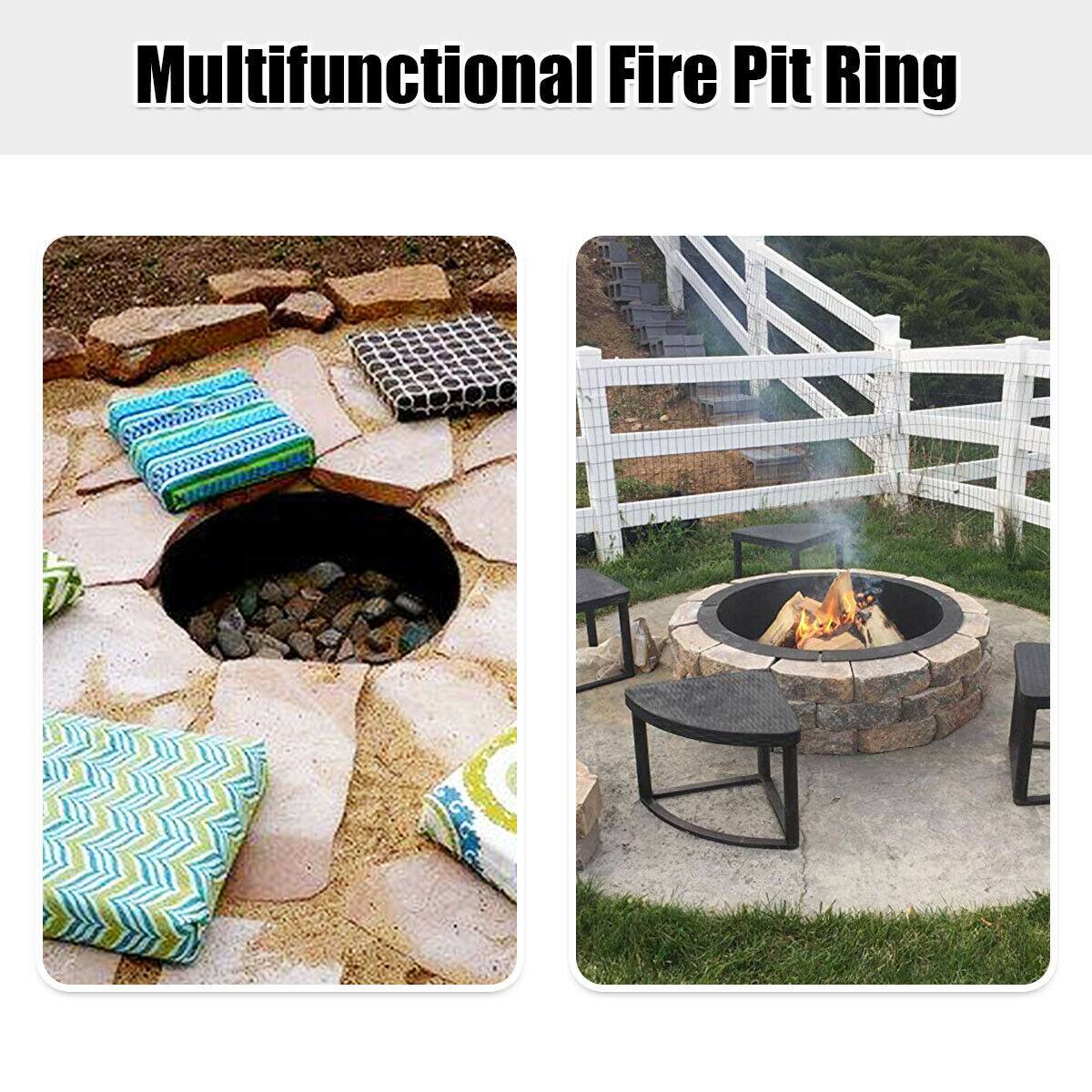 Costway 36 Inch Round Steel Fire Pit Ring Liner DIY Wood Burning Insert ...