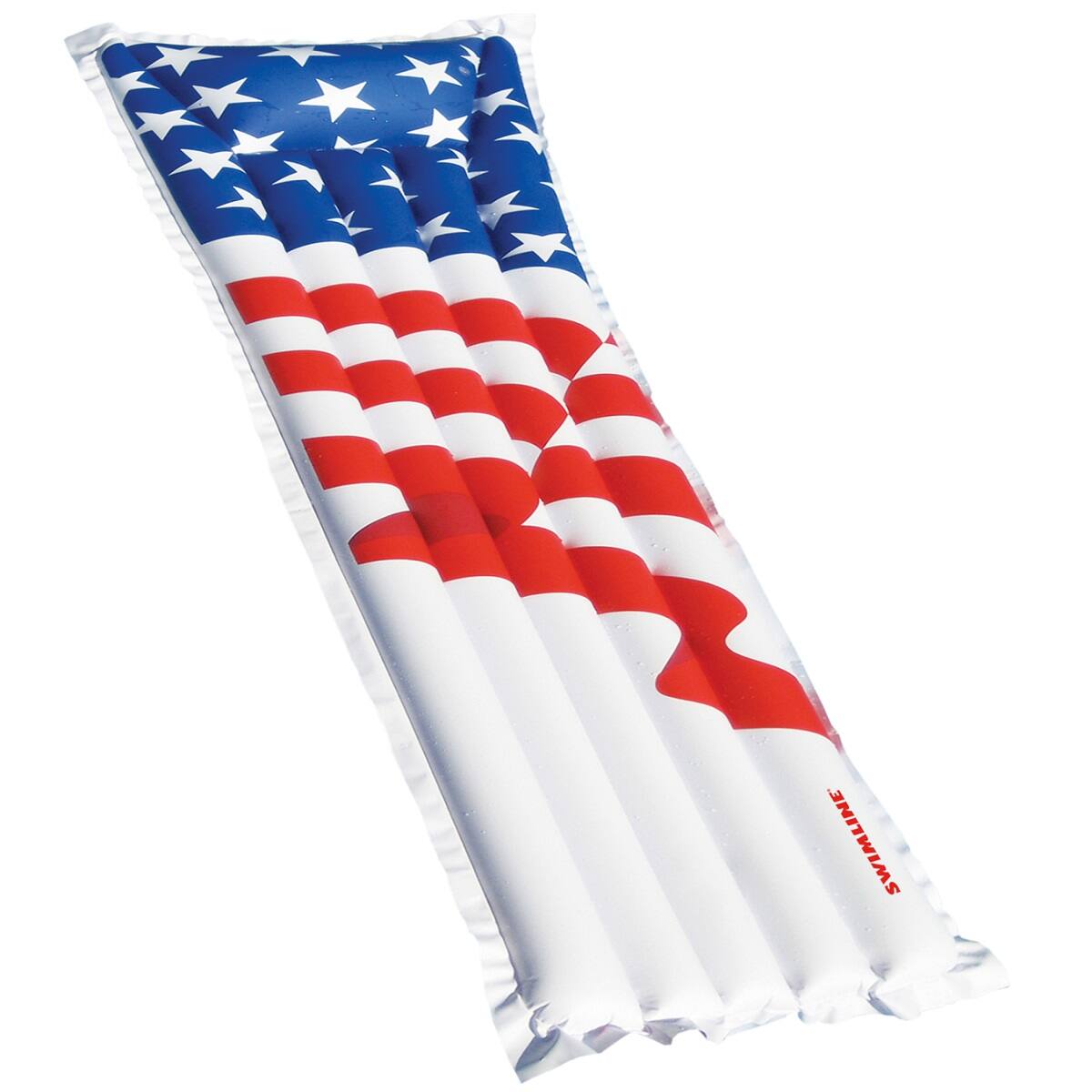 Swim Central 72 Inch Inflatable and Red American Flag Swimming Pool Air ...