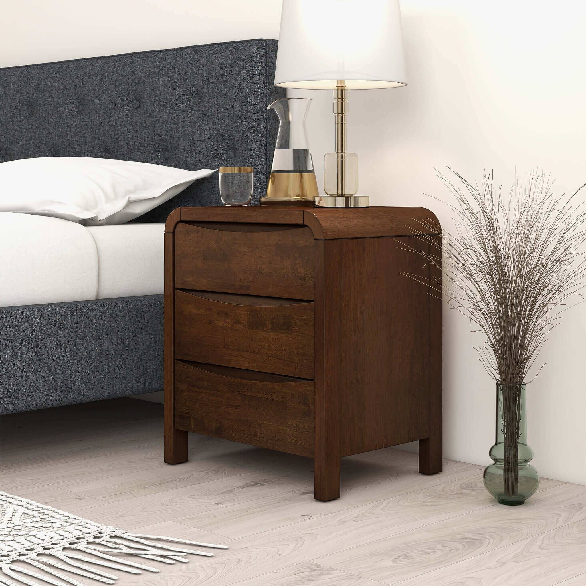 TinyHomie 236x204x157 Solid Wood Lionel Nightstand 3 Drawers Bedroom ...