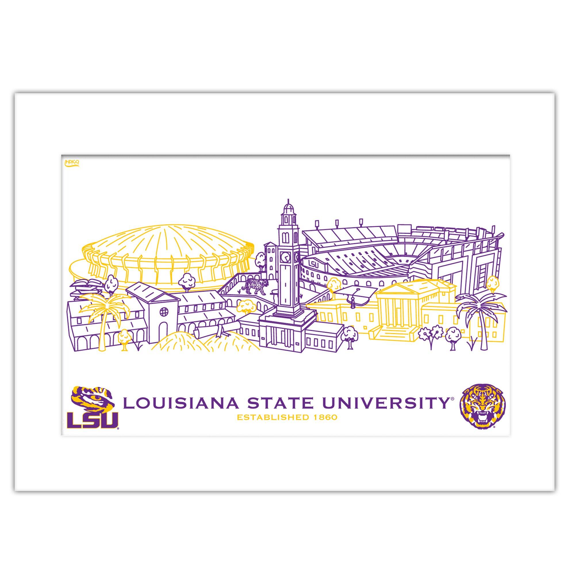 Indigo Falls LSU Tigers 11" x 14" Matted Campus Wall Art Collage ...