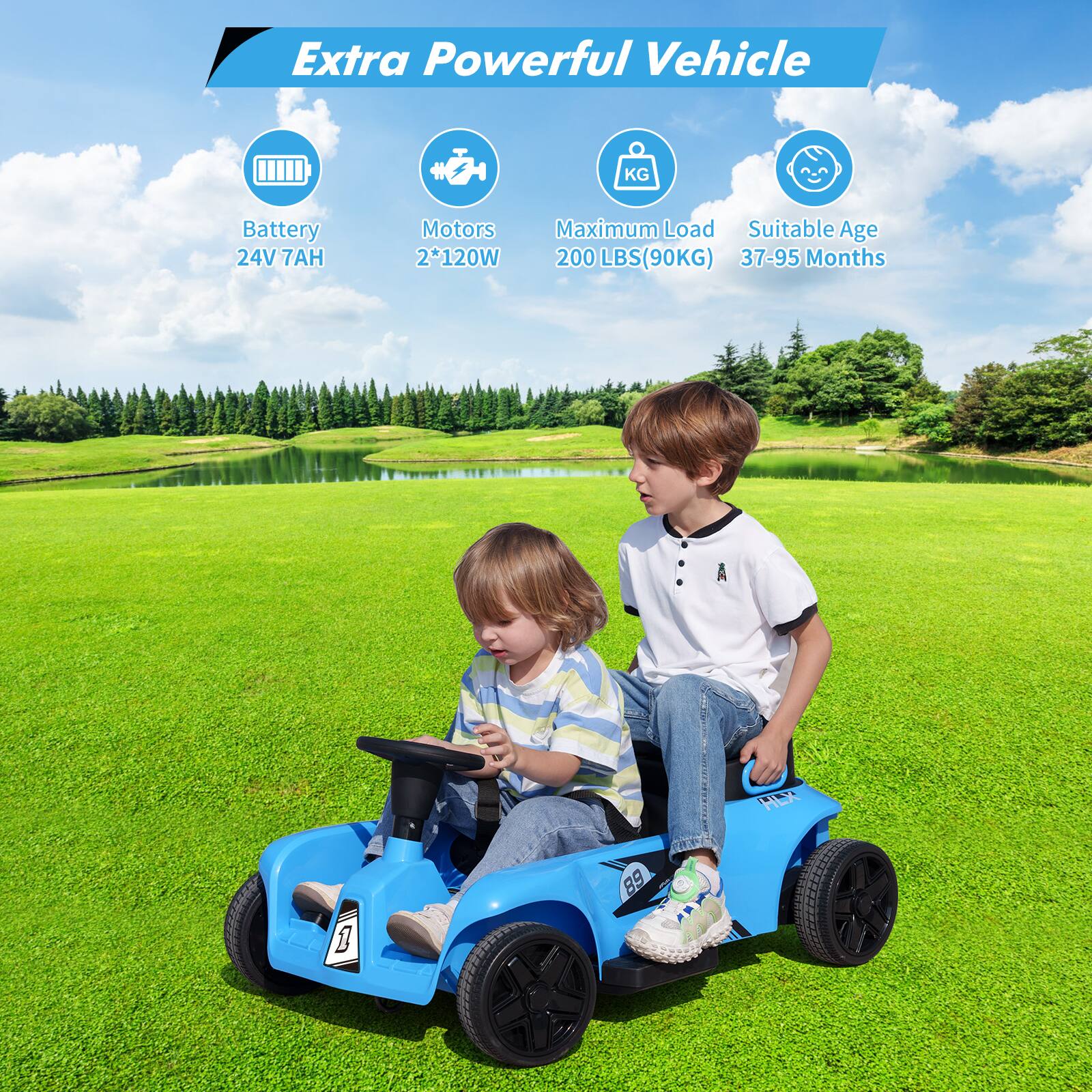 Jojoka 24V Two Seater Electric Ride On Car with Remote Control, Dual ...