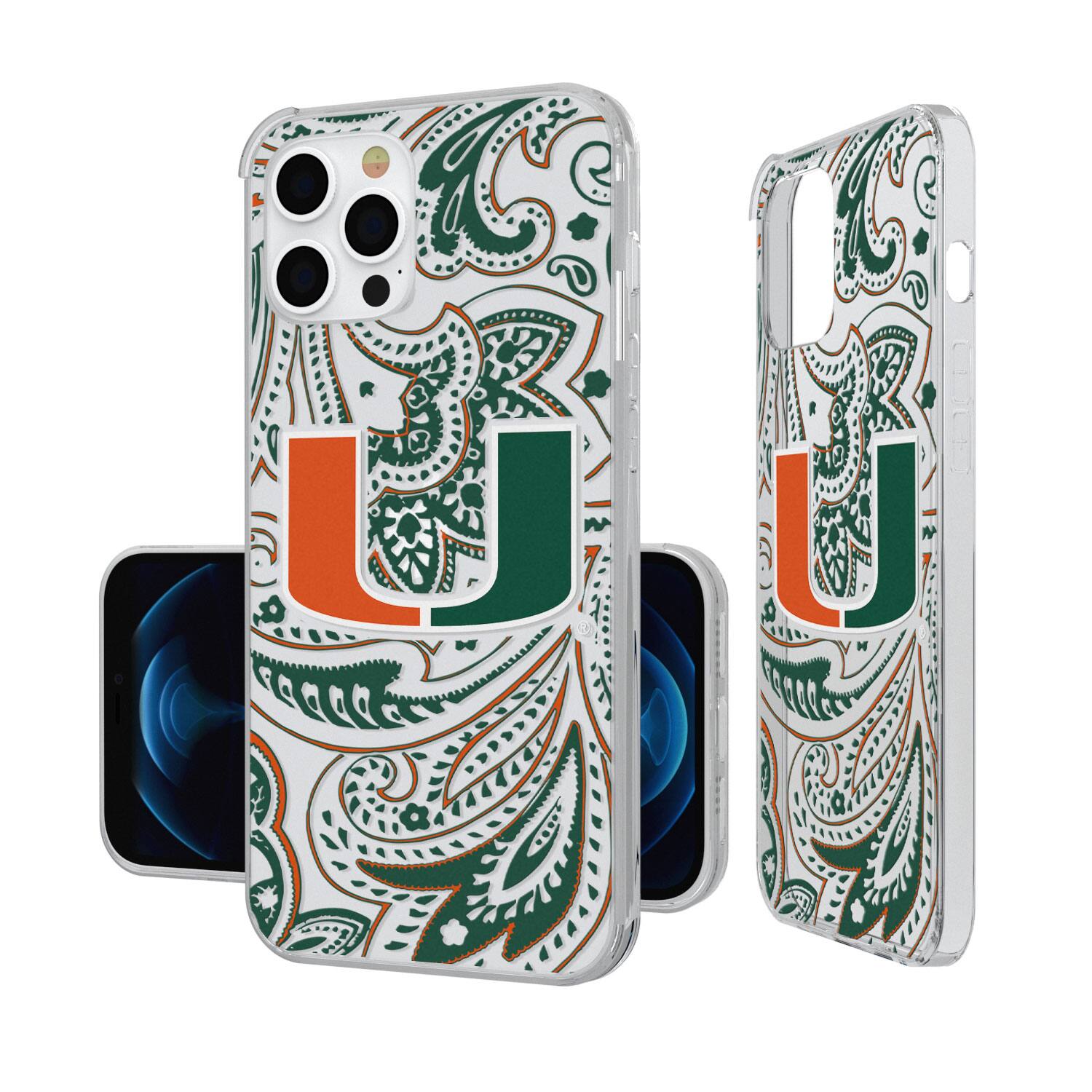 Keyscaper NCAA Miami Hurricanes iPhone Paisley Design Clear Case 16 Pro ...
