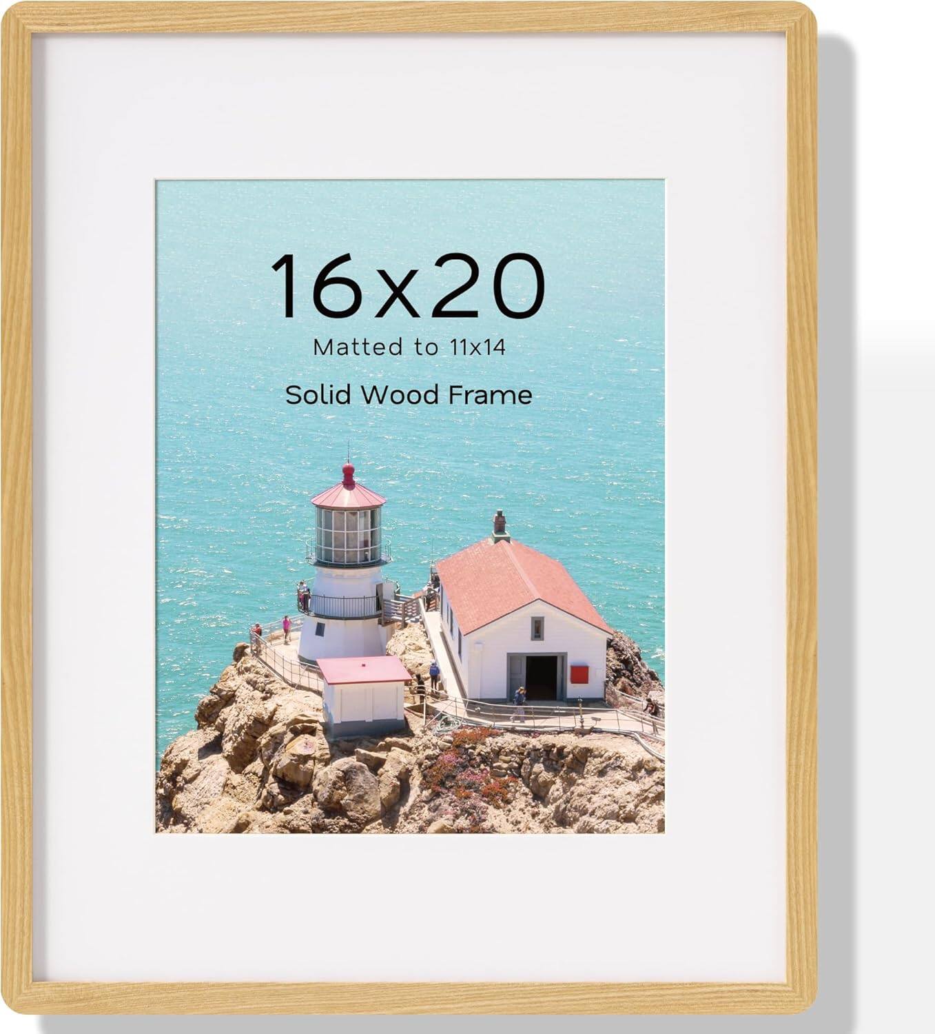 blue 16x24 Picture Frame, Solid Walnut Wood Photo Frame with Mat for ...