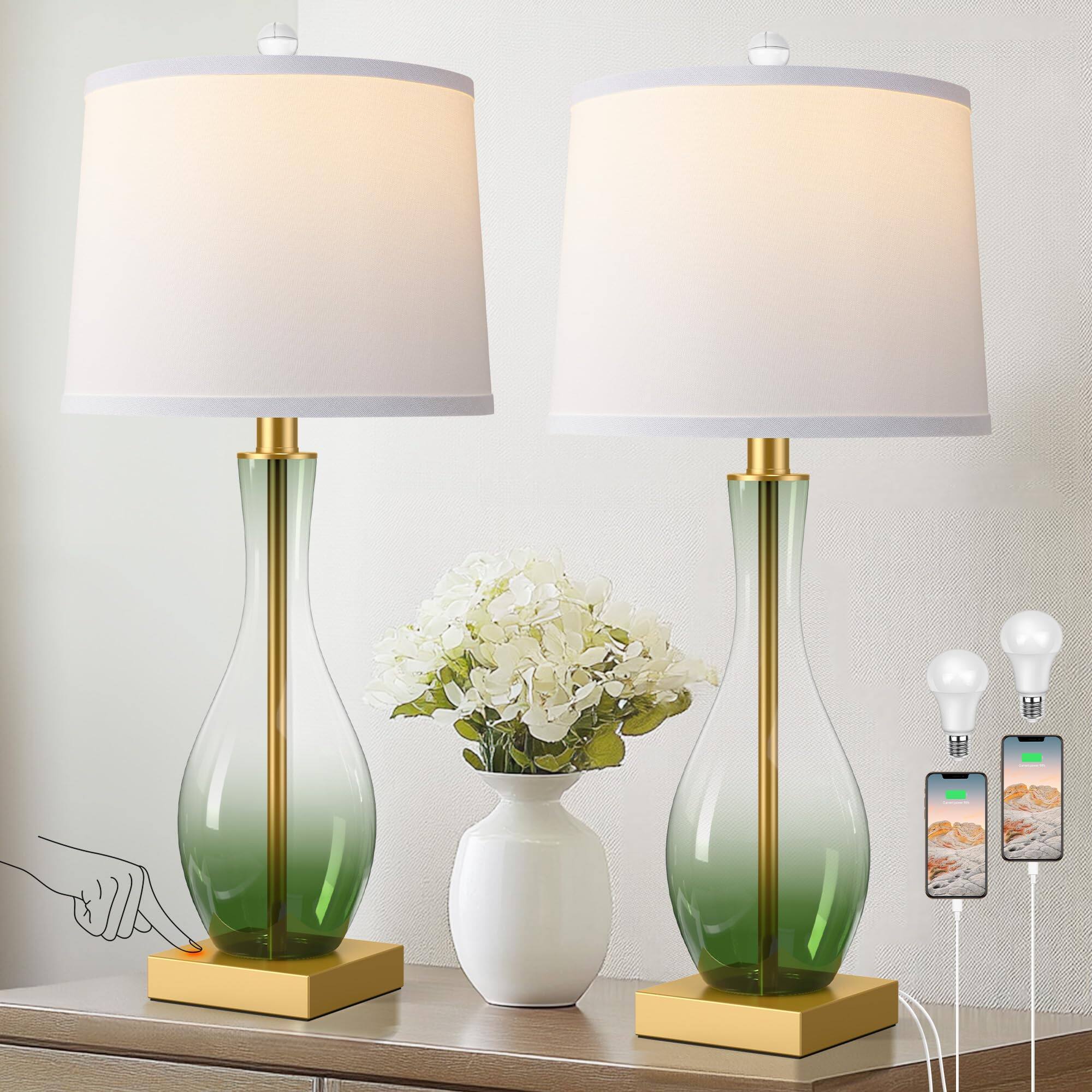HM 1810 Table Lamps Set Touch Control Way Dimmable Modern Glass table ...