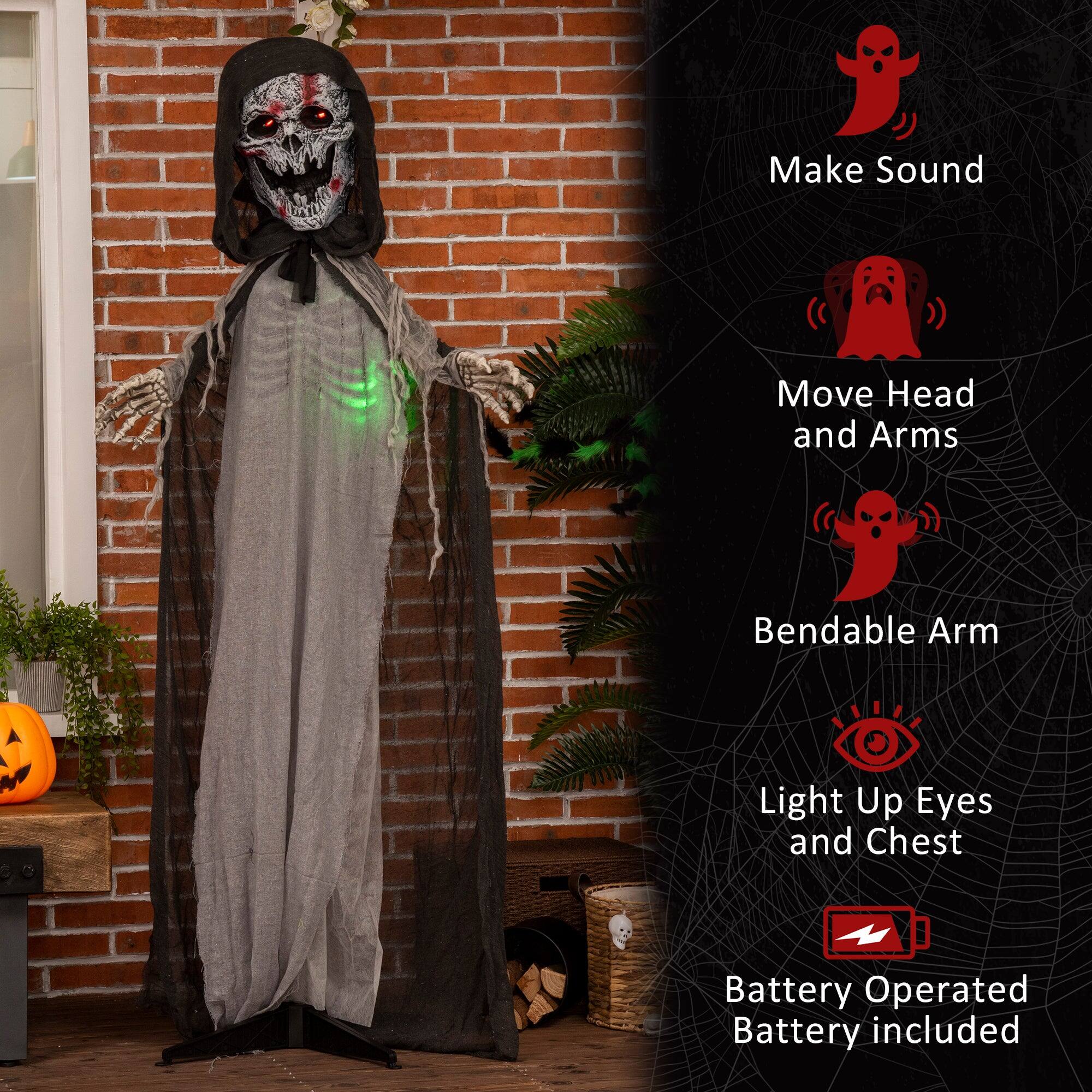 Boyel Living 74 in. Halloween Animatronic Skeleton Witch with Motion ...