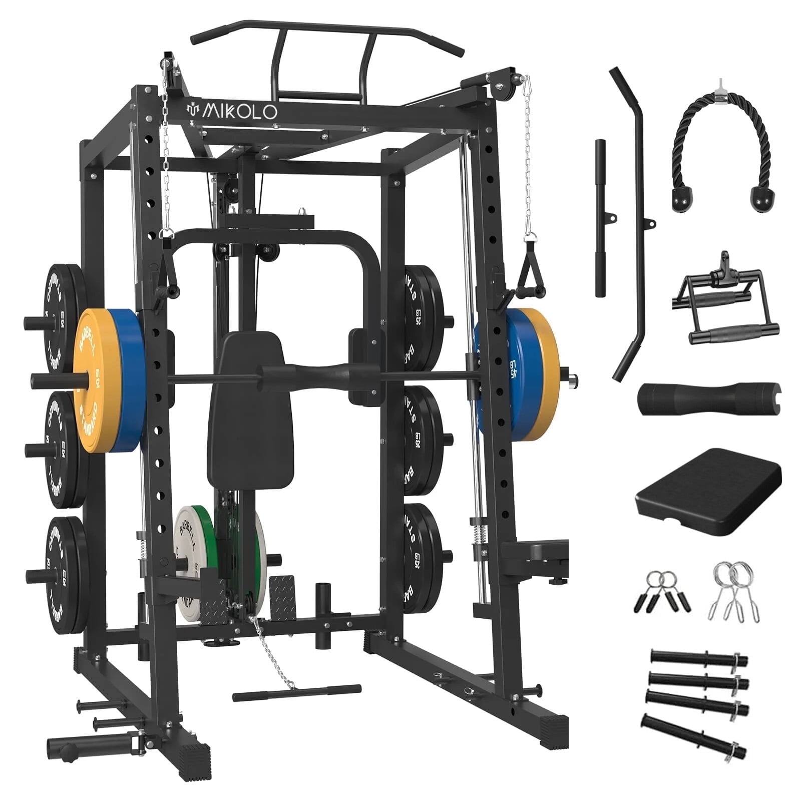 Mikolo Smith Machine, 2000LBS Power Cage Squat Rack, Chest Fly Machine ...