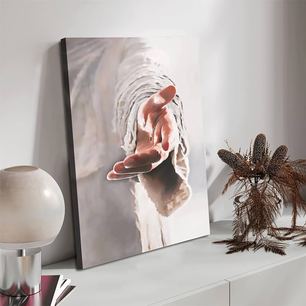 blue 1pcs Canvas Painting with Wood Frame, Ready to Hang, Jesus Hands ...