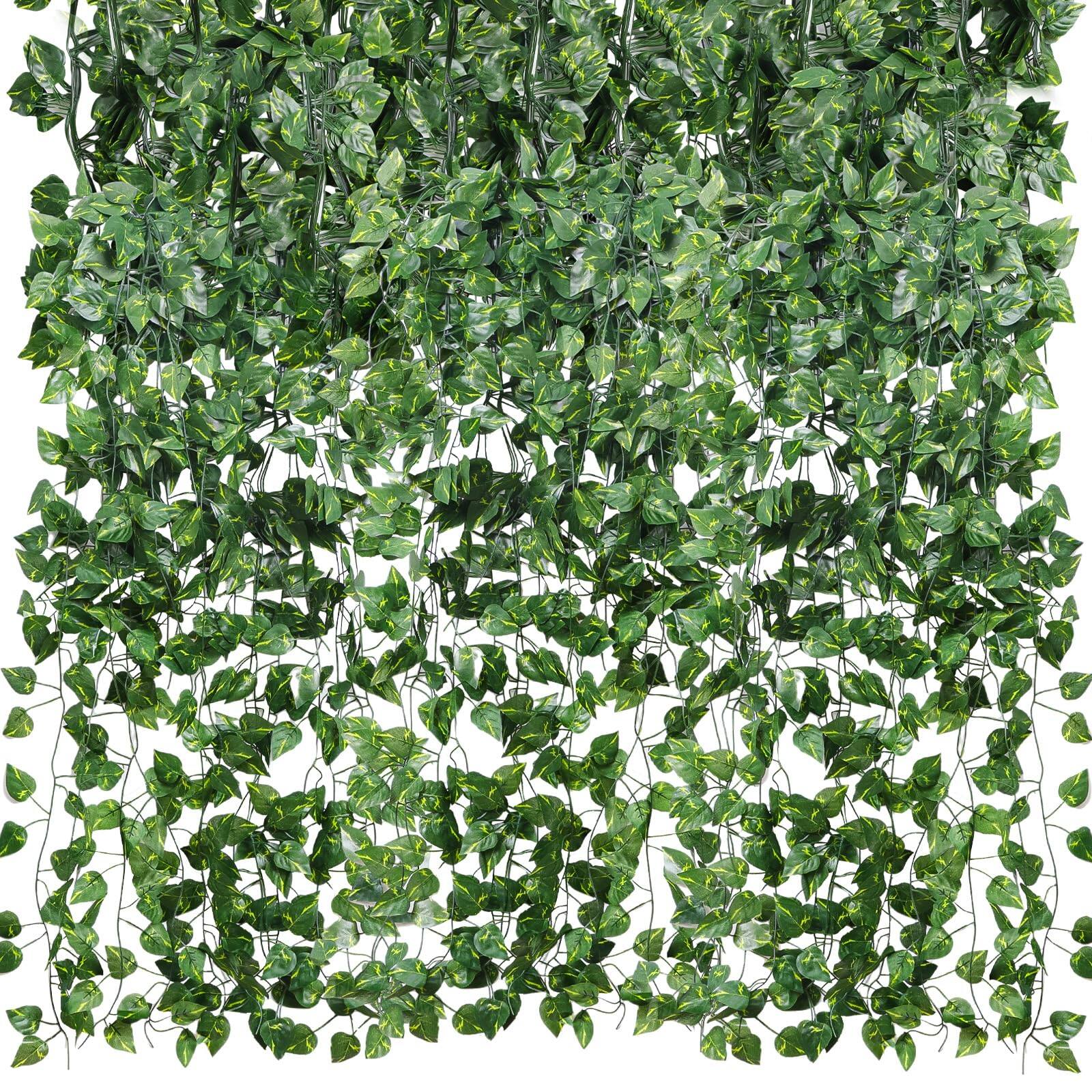 Paradigms Interiors 168ft Artificial Ivy Greenery Garland Vines Hanging Plants Backdrop For Room ...