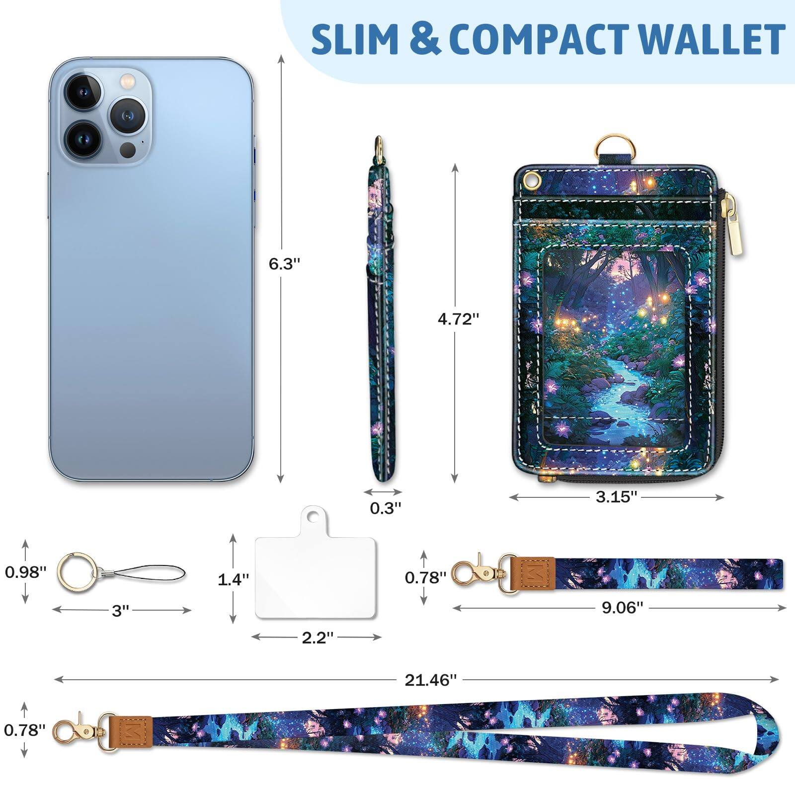 Jadie Link Forest Firefly Lanyard Wallet Badge Holder Floral Small Rfid ...