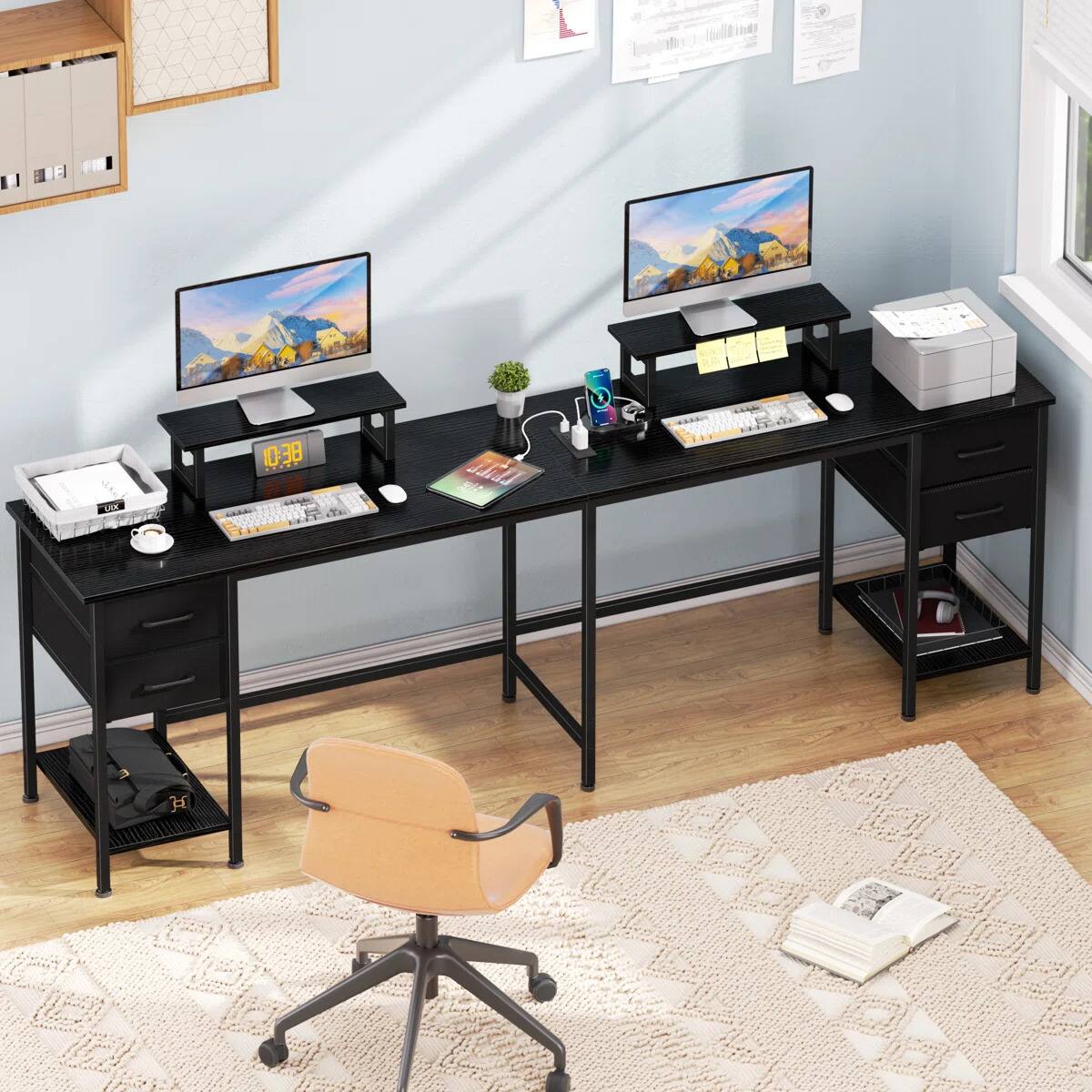 Furnulem 59 Inch L Shaped Computer Desk Gaming Desk with Power Outlet ...