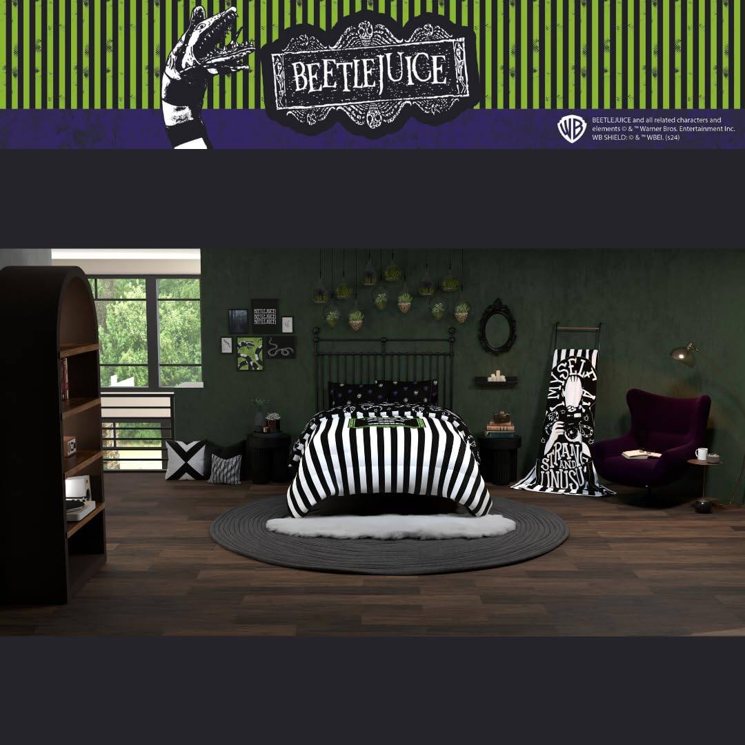 Paradigms Interiors Collectibles Beetlejuice Striped Bedding 5 Piece ...