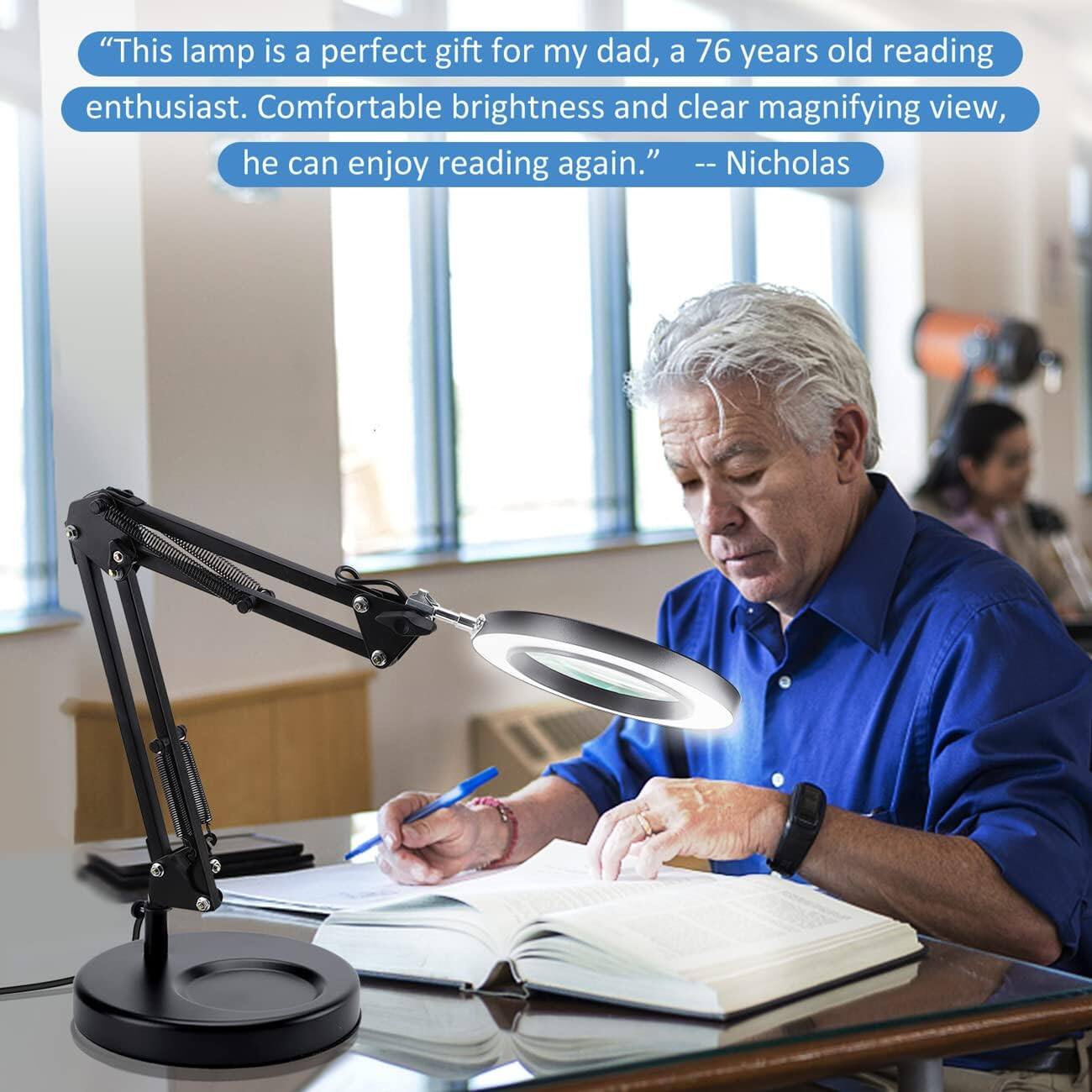 Schertz 2 in 1 Magnifying Glass with Light – 5X Lens, Dimmable LED Desk ...