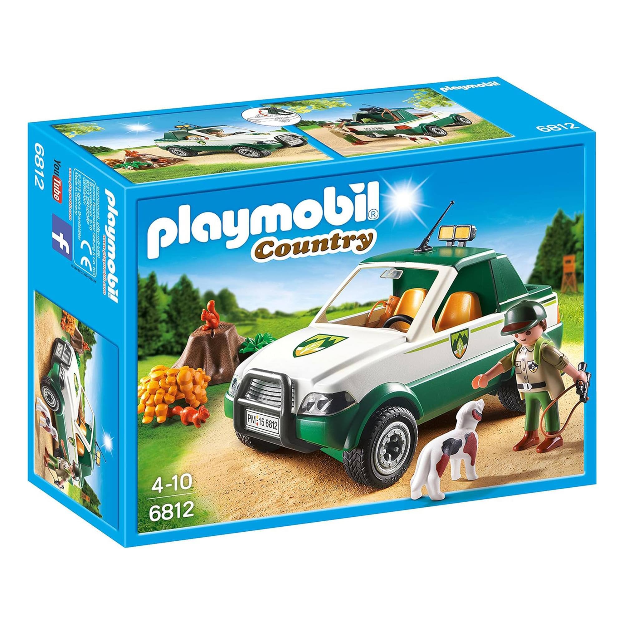 Playmobil 6812 Country Forest Ranger Pick Up Truck Building Set Green ...