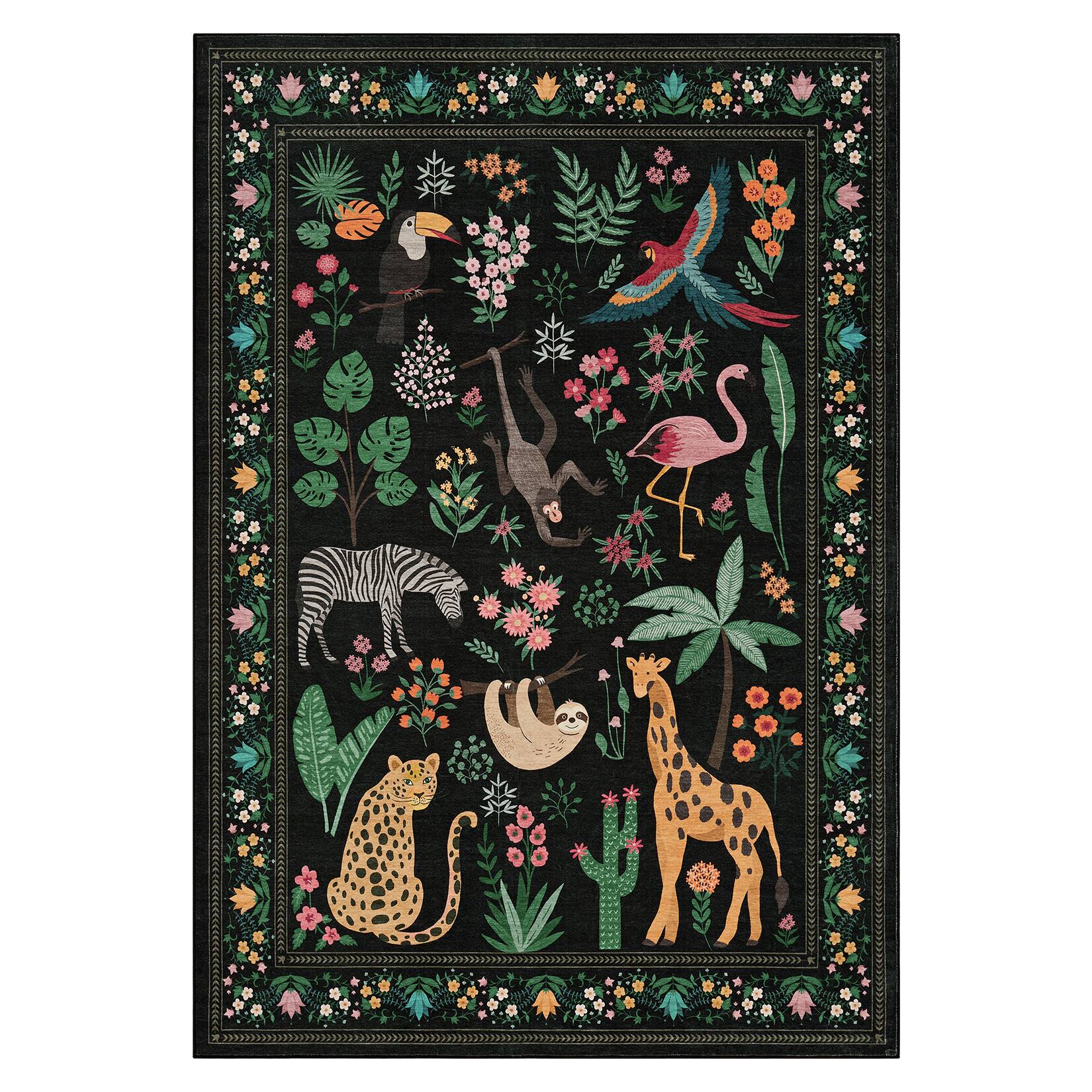 Acekool Washable Animal Bird Area Rugs, Soft Modern Forest Jungel ...