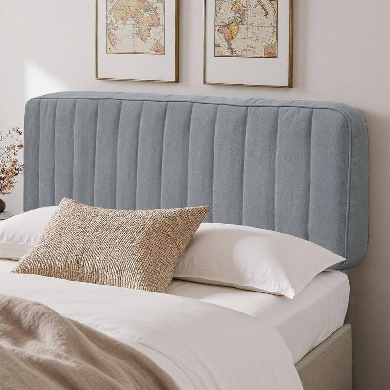 wowmax King Upholstered Headboard, Linen Channel Tufted, No Tool ...
