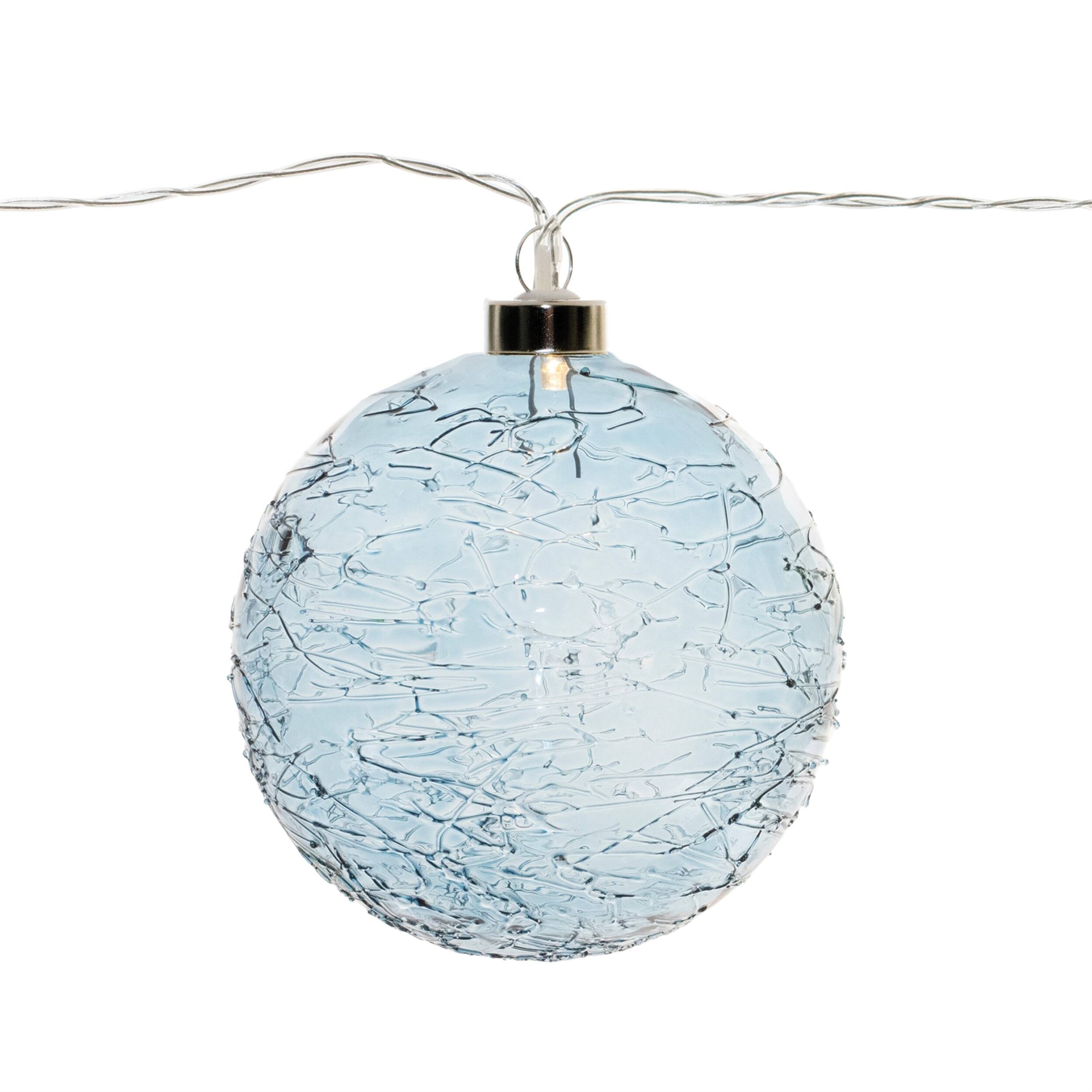 BreeBe LED Crackle Glass Ball Ornament String Blue 91340DS - Best Buy
