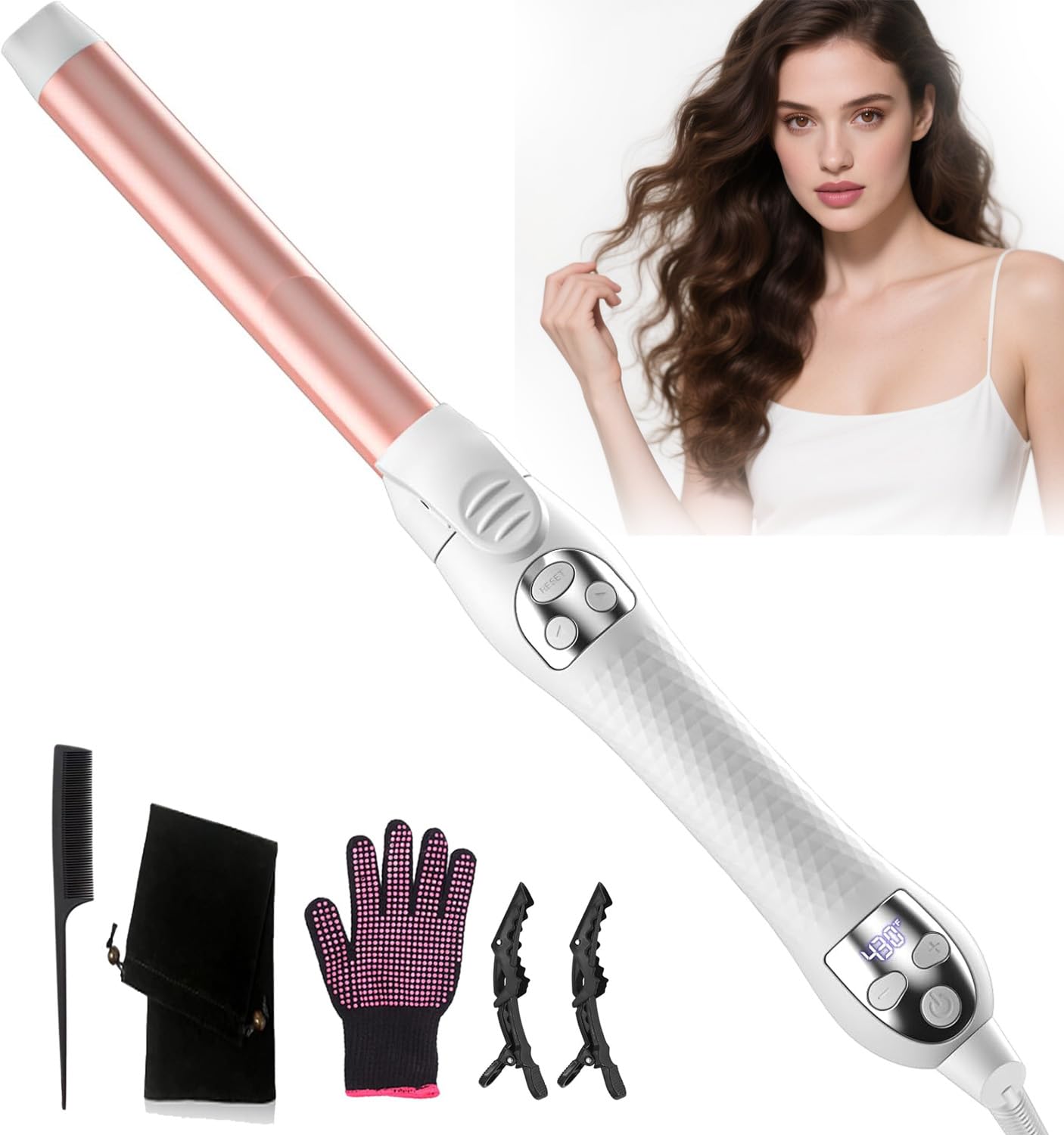 Vulpecula Spade Rotating Curling Iron 1 inch, Dual Ceramic Voltage Heat ...