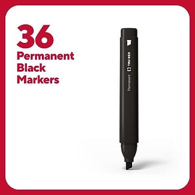 TRU RED Tank Permanent Markers, Chisel Tip, 36/Pack Black TR54544 ...